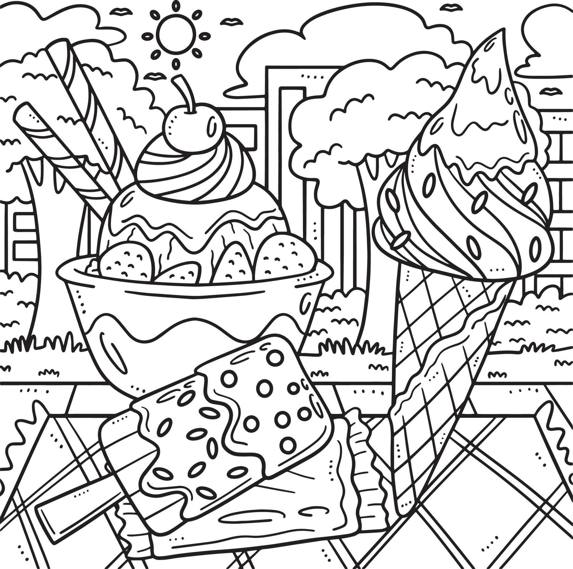Summer Ice Cream Coloring Page for Kids 19943229 Vector Art at Vecteezy