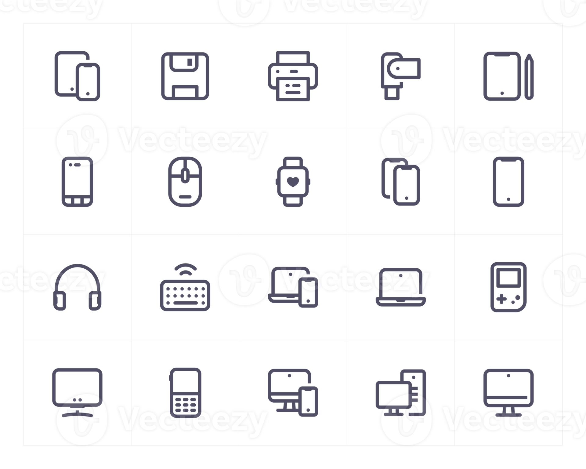 Device and computer line icon set 19951076 PNG