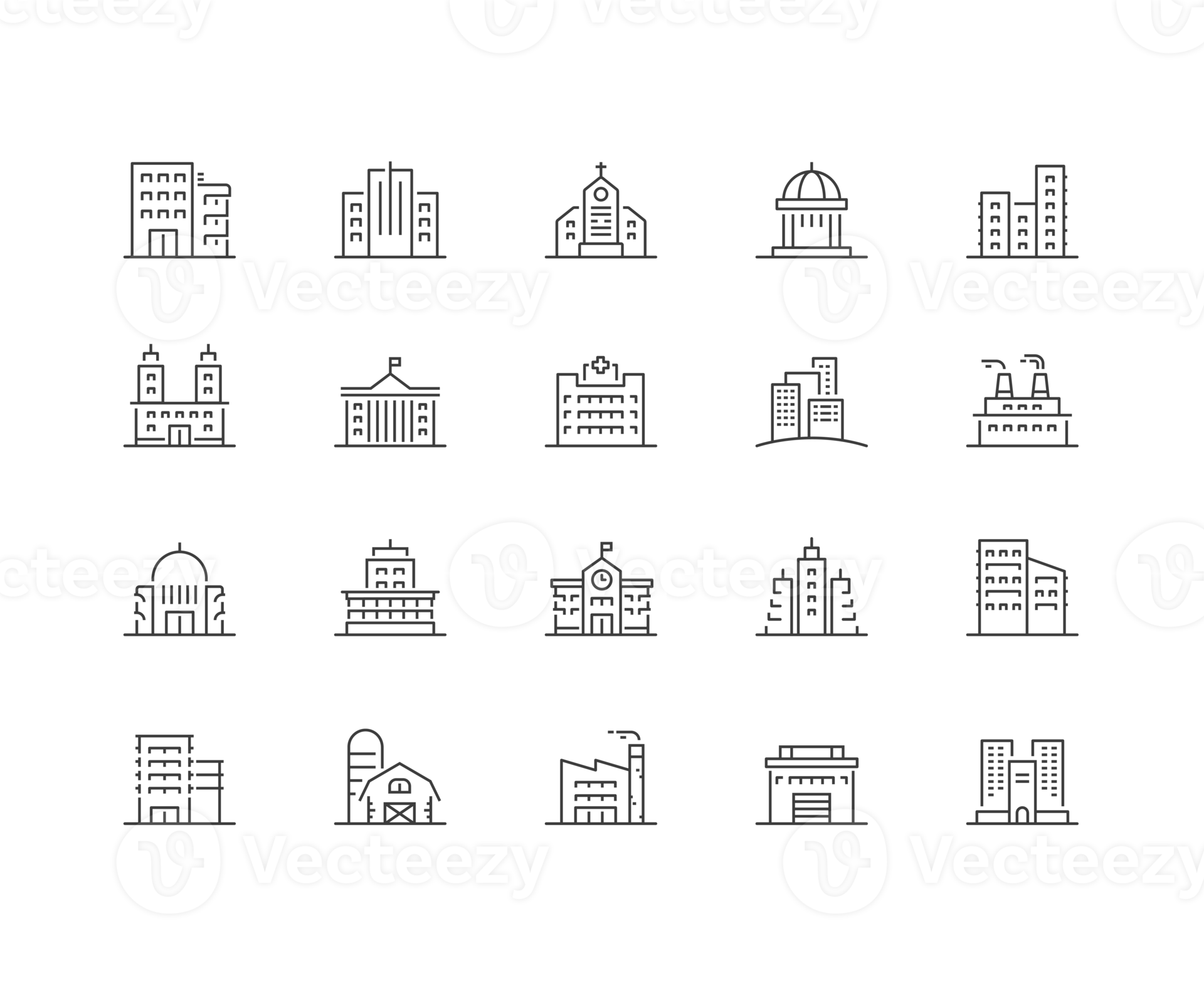 Building and Real Estate line icons. 19951105 PNG