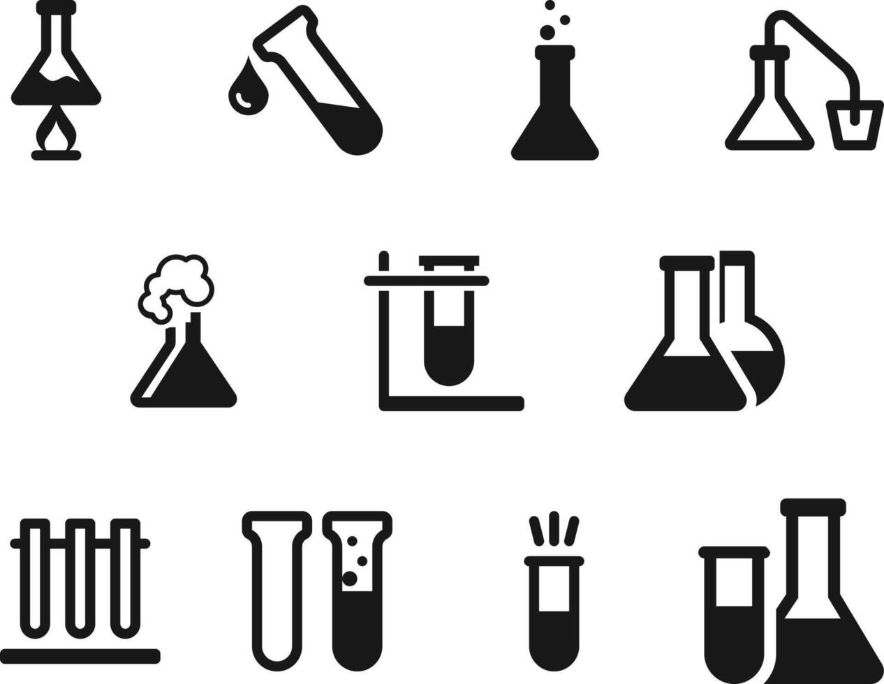 Lab Flask Icons Set Test Tube Flask Beaker Flask Vector