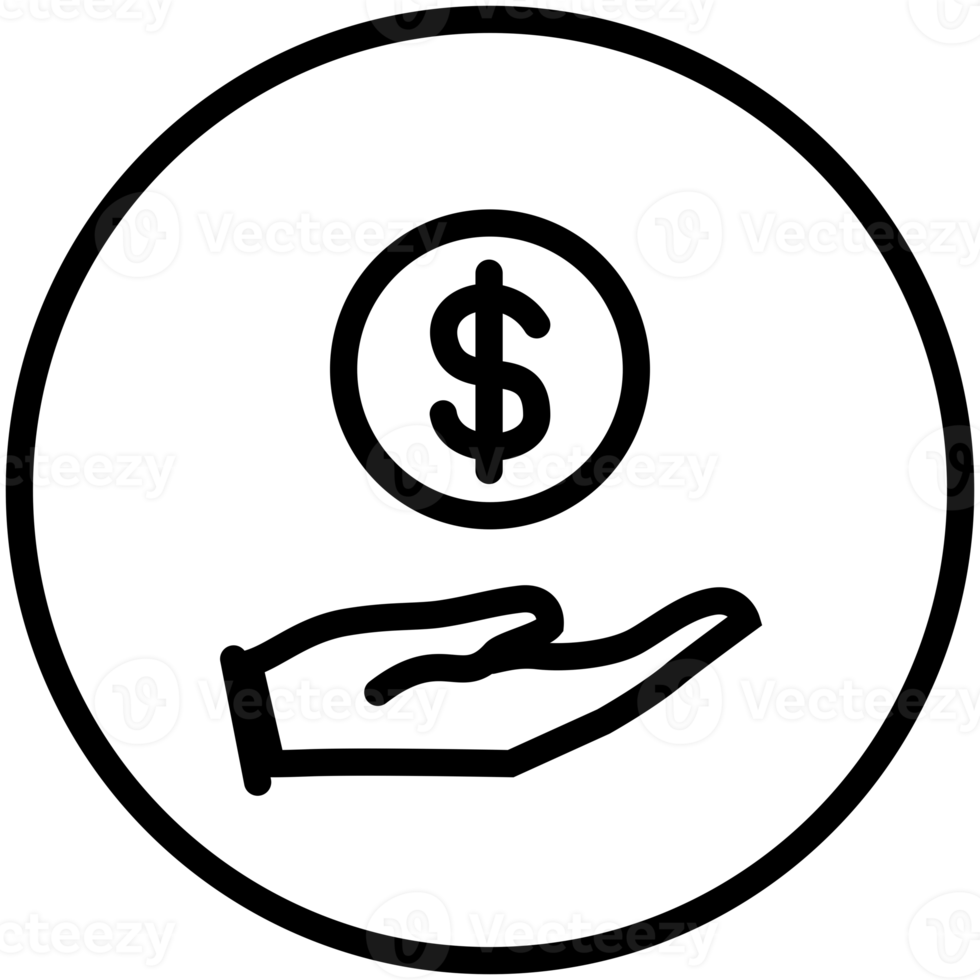 Hand and Coin Donation Icon Transparency Outline Only 19953582 PNG