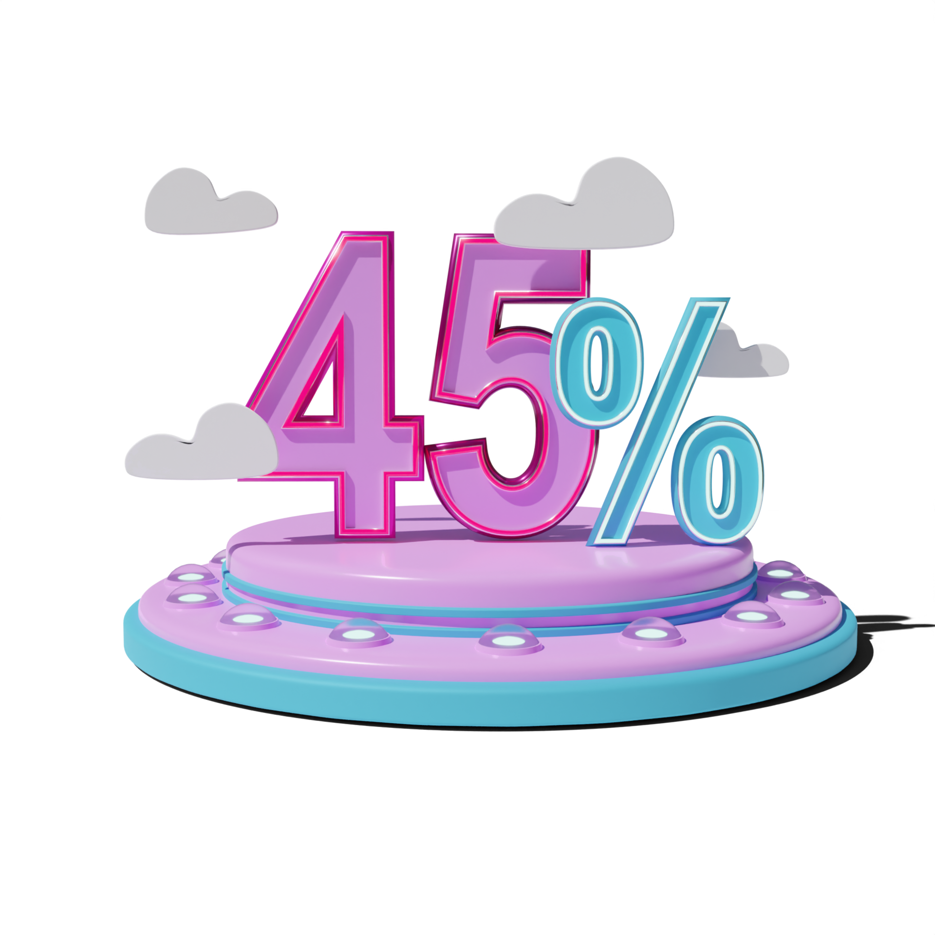 Discount 45 Percent On Transparent Background 3d Illustration 19955490 PNG