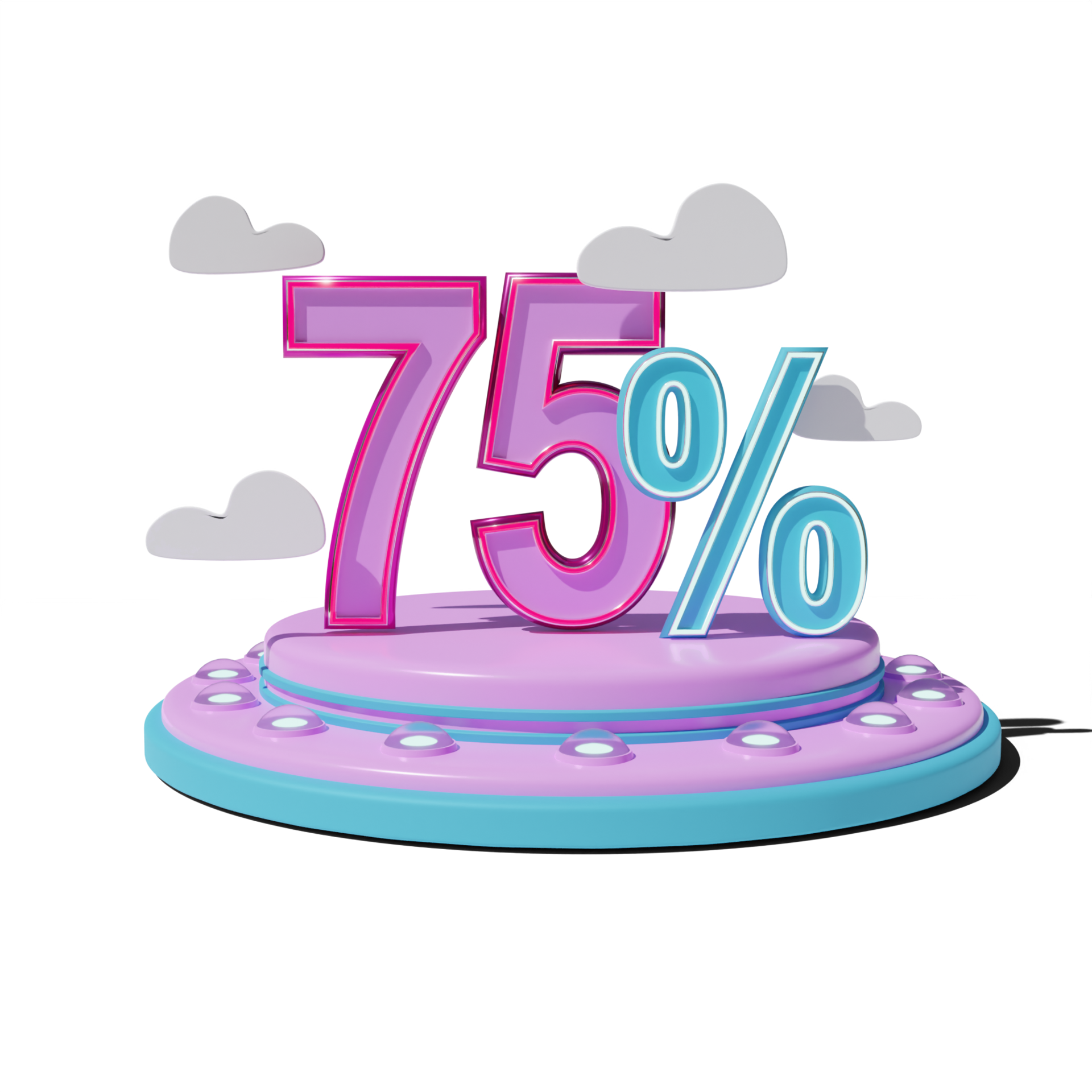 Discount 75 Percent On Transparent Background 3d Illustration 19956011 PNG