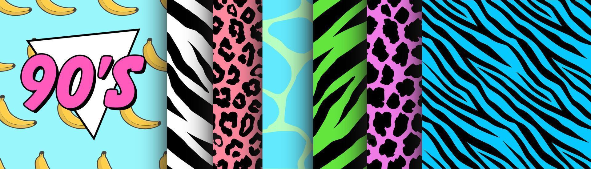 90's Style Collection of Seamless Patterns. Set of retro graphics for apparel and textiles ...