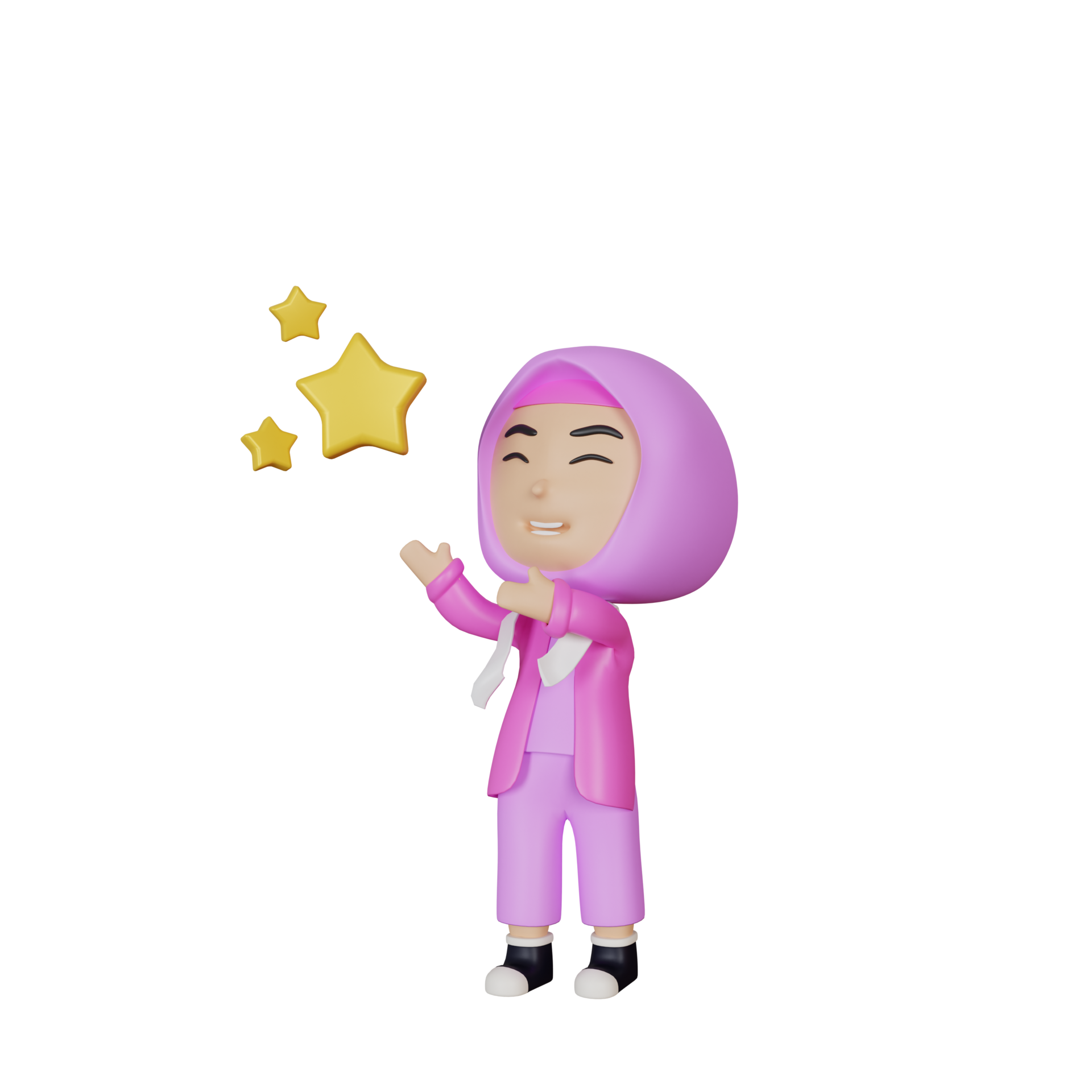 3d Rendering Cute Girl Character With Star Illustration 19979256 Png