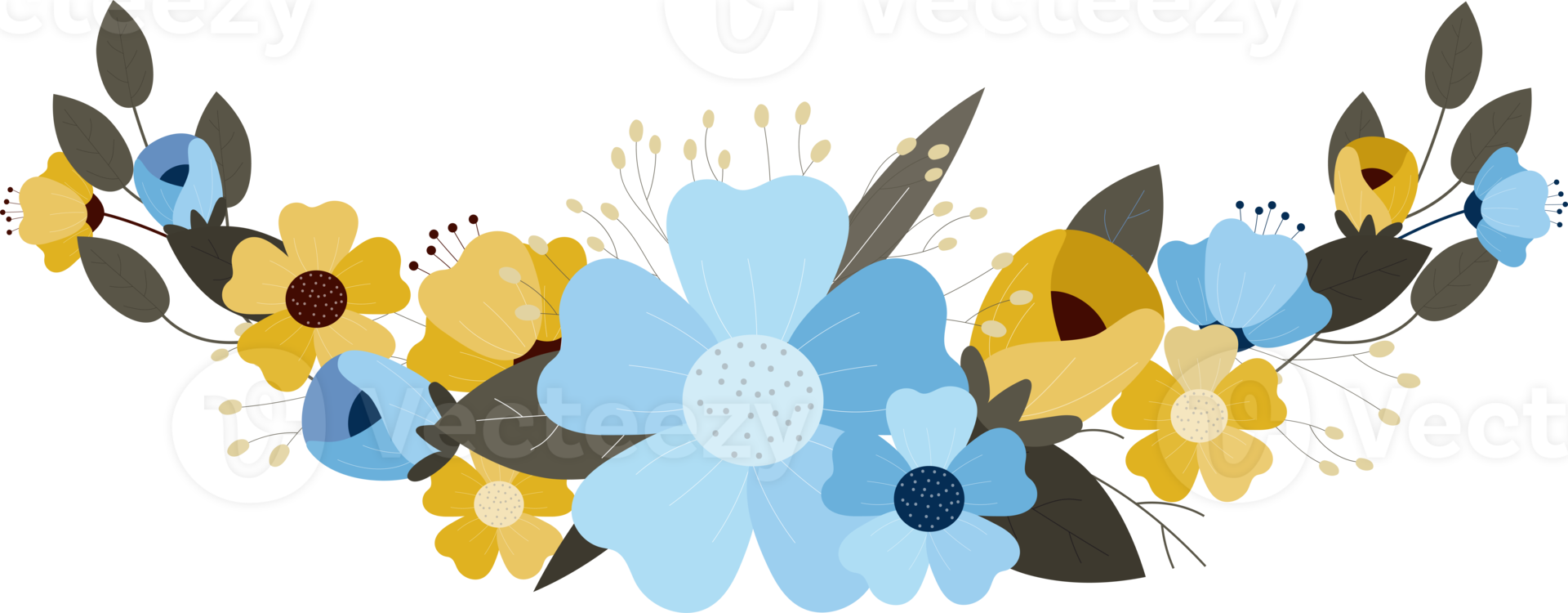 Cartoon Blue and Yellow Floral Wedding Invitation Banner PNG 19980589 PNG