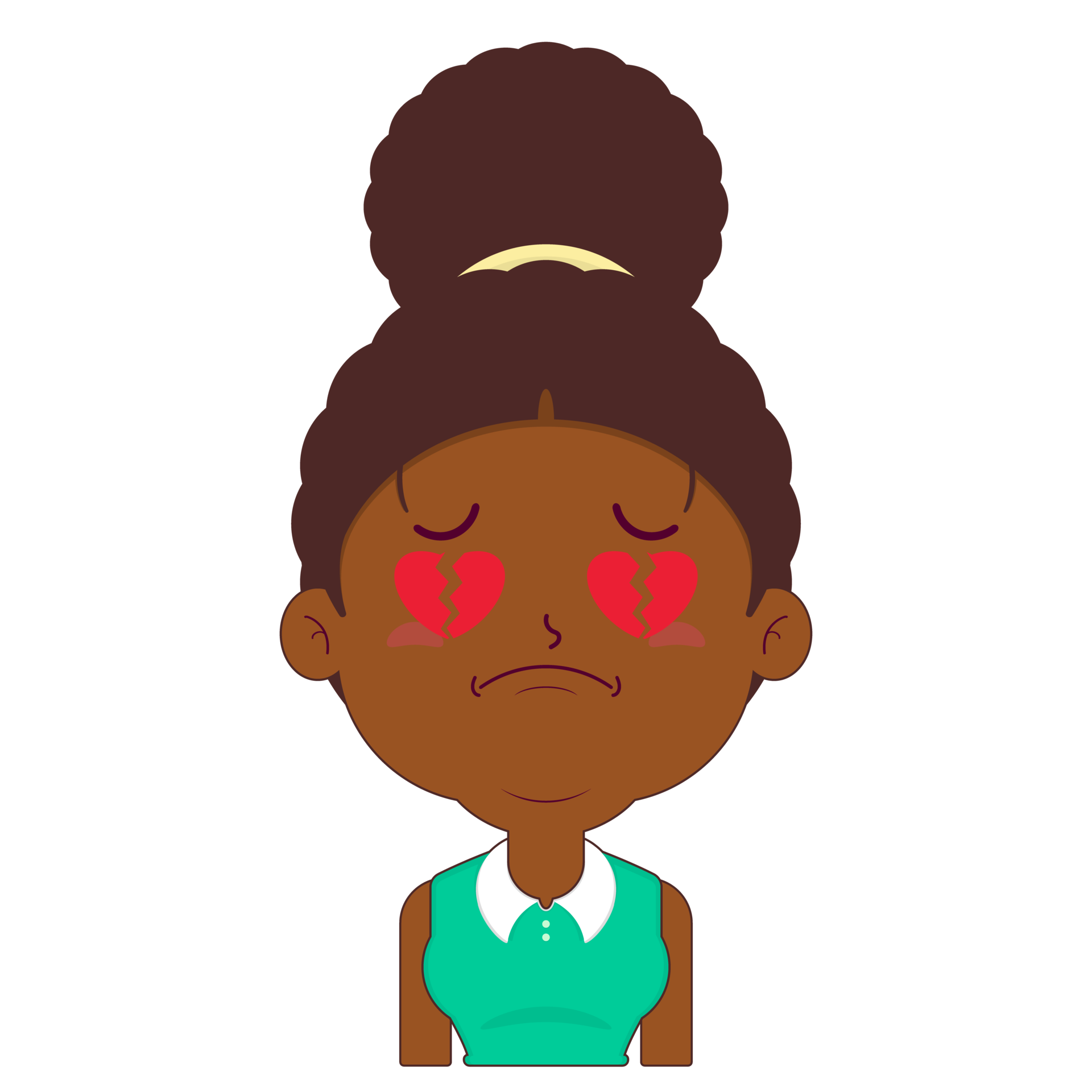 Afro Woman Broken Heart Face Cartoon Cute 19986543 Png