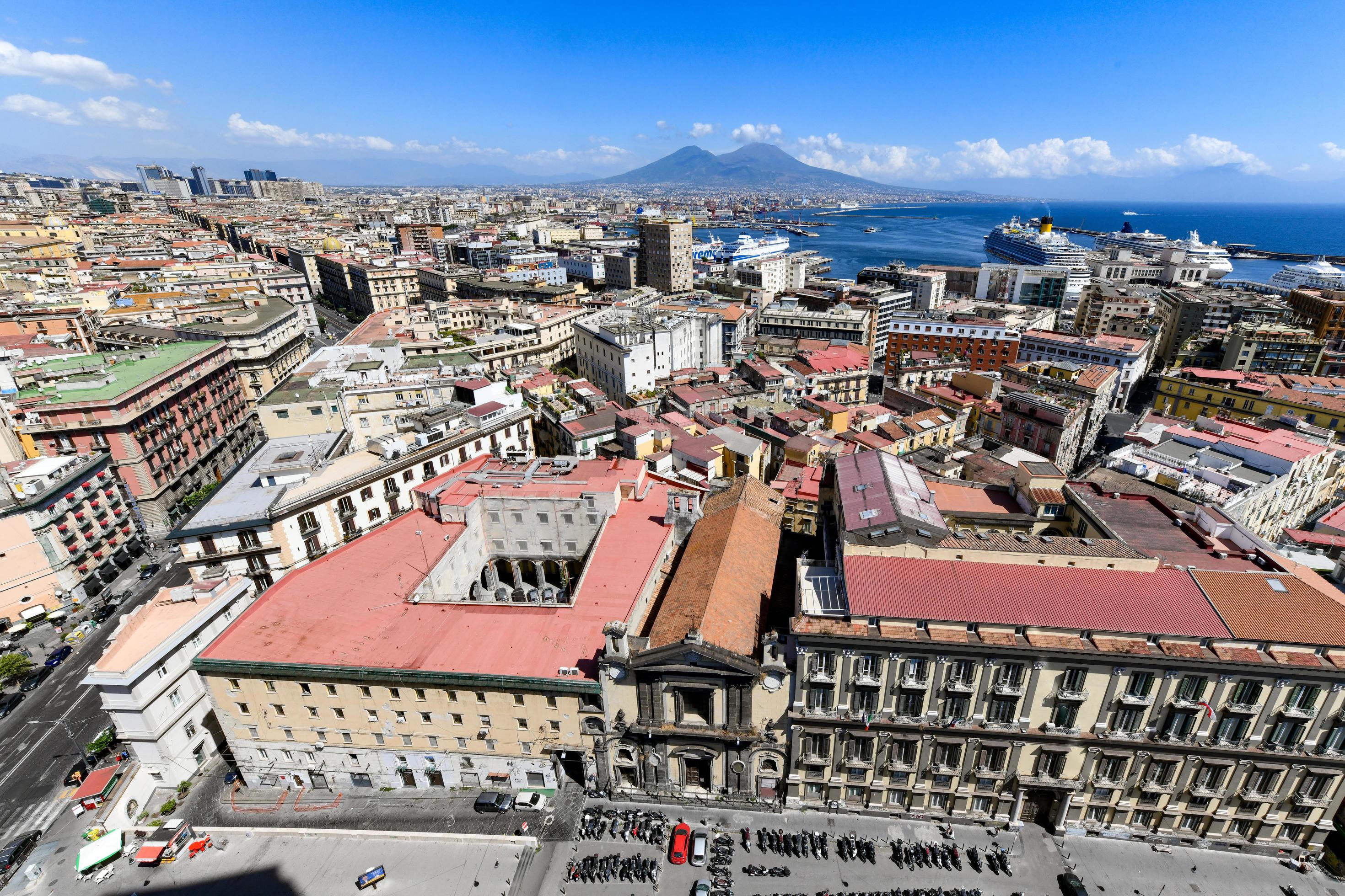 Naples, Italy - Aug 17, 2021, Aerial view of Naples, Italy, Mount ...