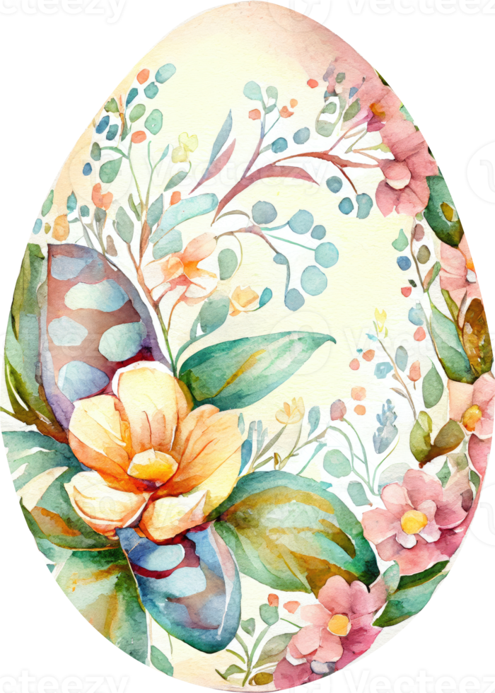 Easter Egg Flower Watercolor Illustration 19990680 PNG