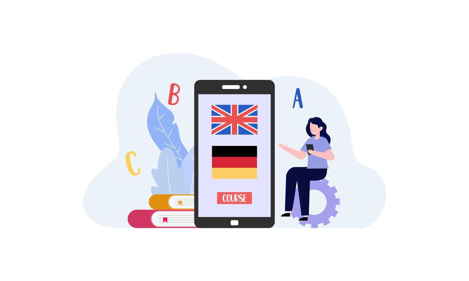 Young teen learns foreign language in online course cartoon 19990796 ...