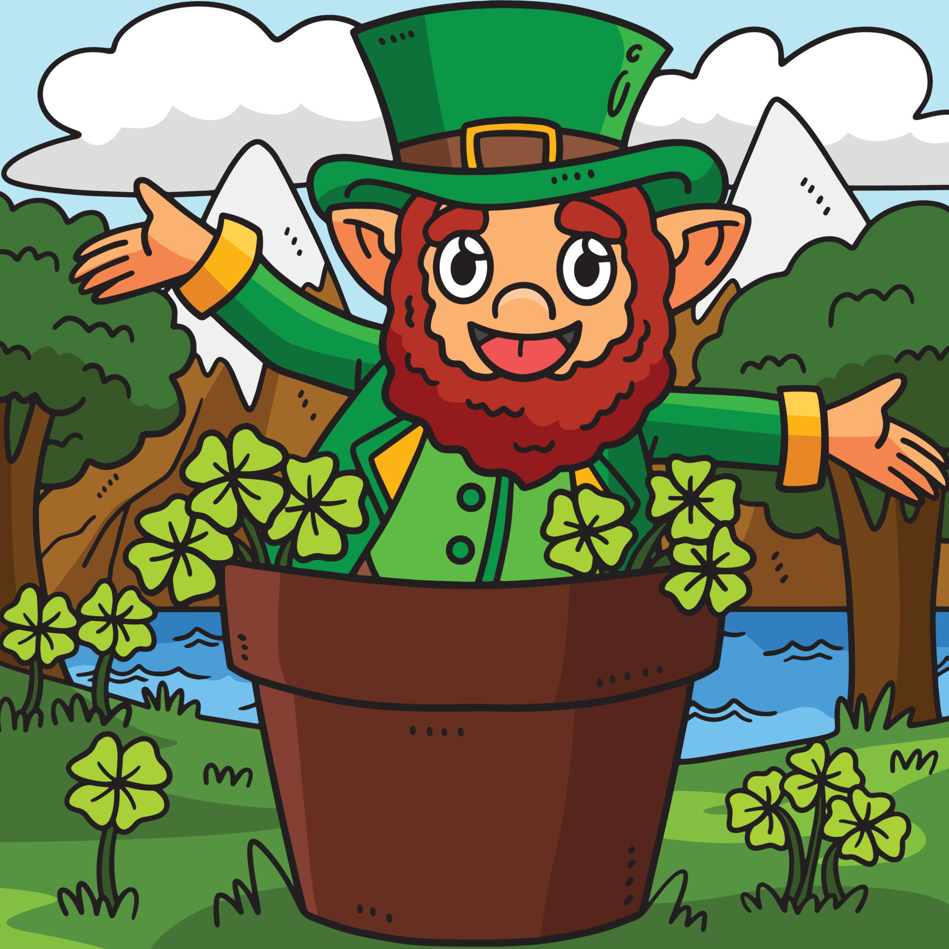 Saint Patricks Day Leprechaun Colored Cartoon 20002731 Vector Art At