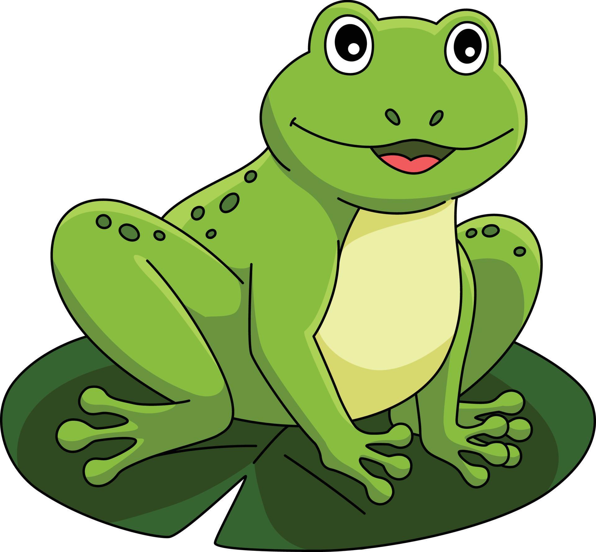 Spring Frog on Water Lily Cartoon Colored Clipart 20002784 Vector Art at Vecteezy