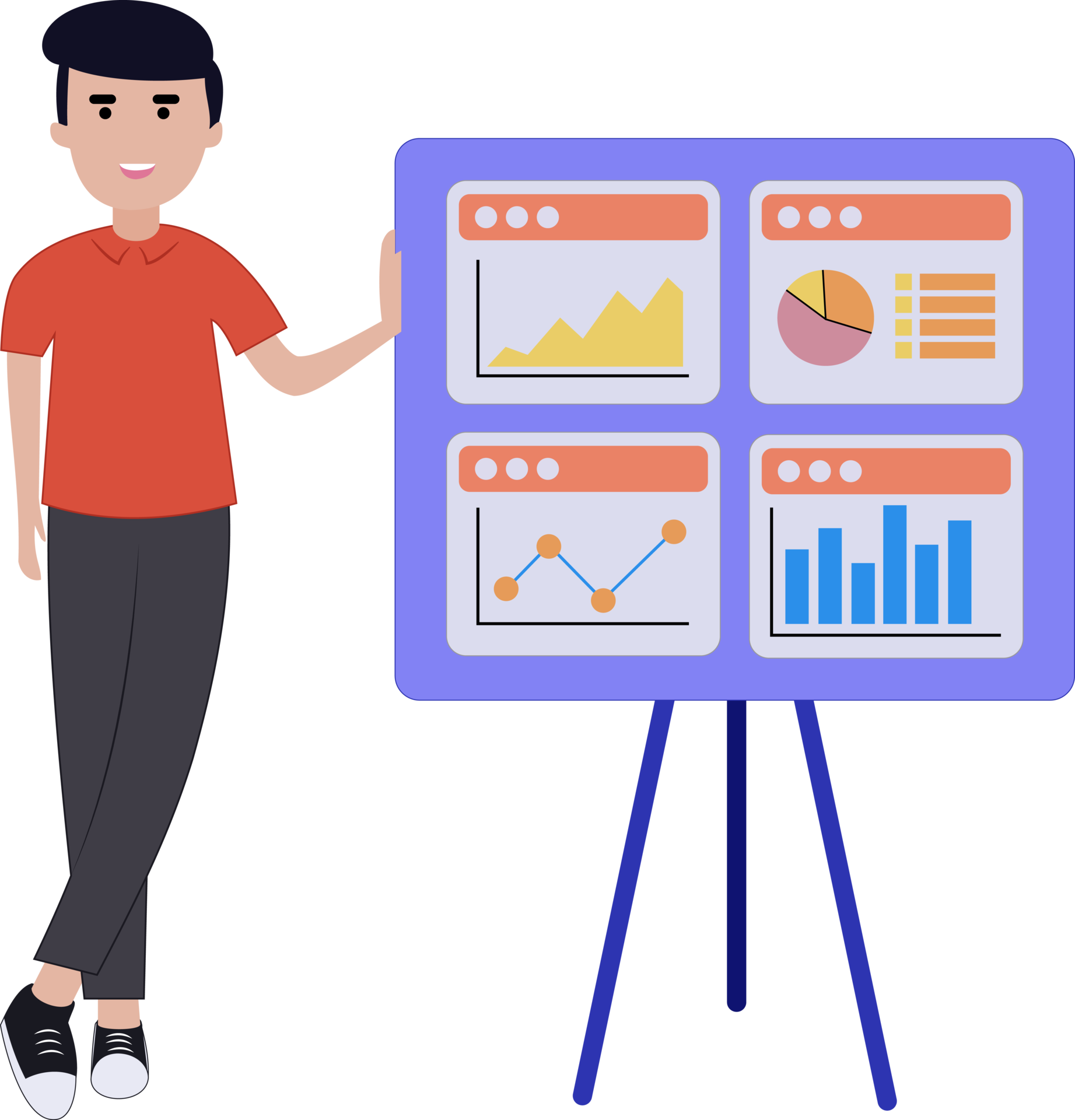 businessman organizing project data on presentation board illustration ... businessman organizing project data on presentation board illustration ...