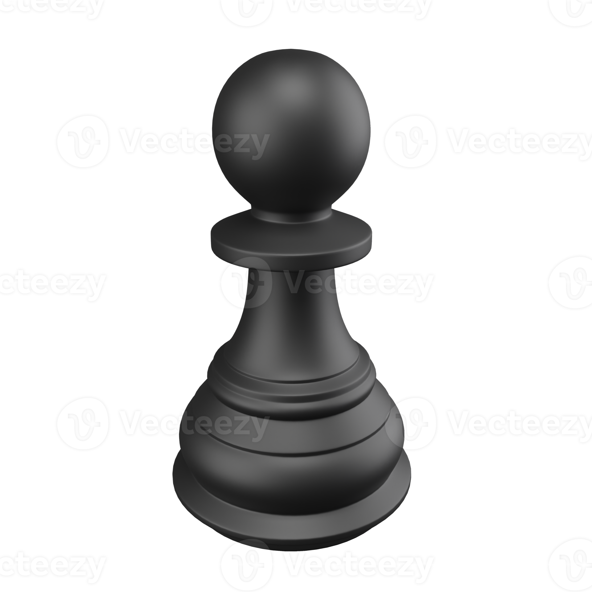 3D rendering black pawn isolated on transparent background. object clipping path on PNG file ...