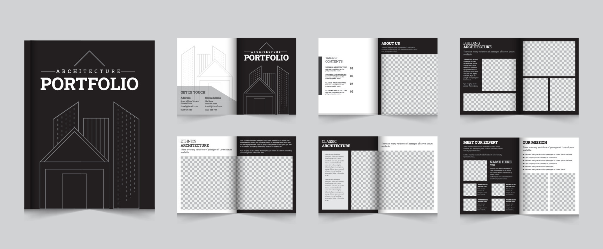 Architecture Portfolio Or Interior Portfolio Brochure Template Design 20007043 Vector Art At
