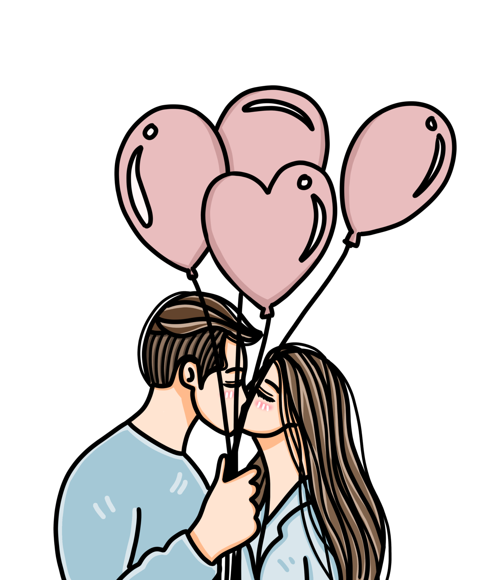 Couple Doodle Cartoon In Minimal Style Drawing 20009408 Png