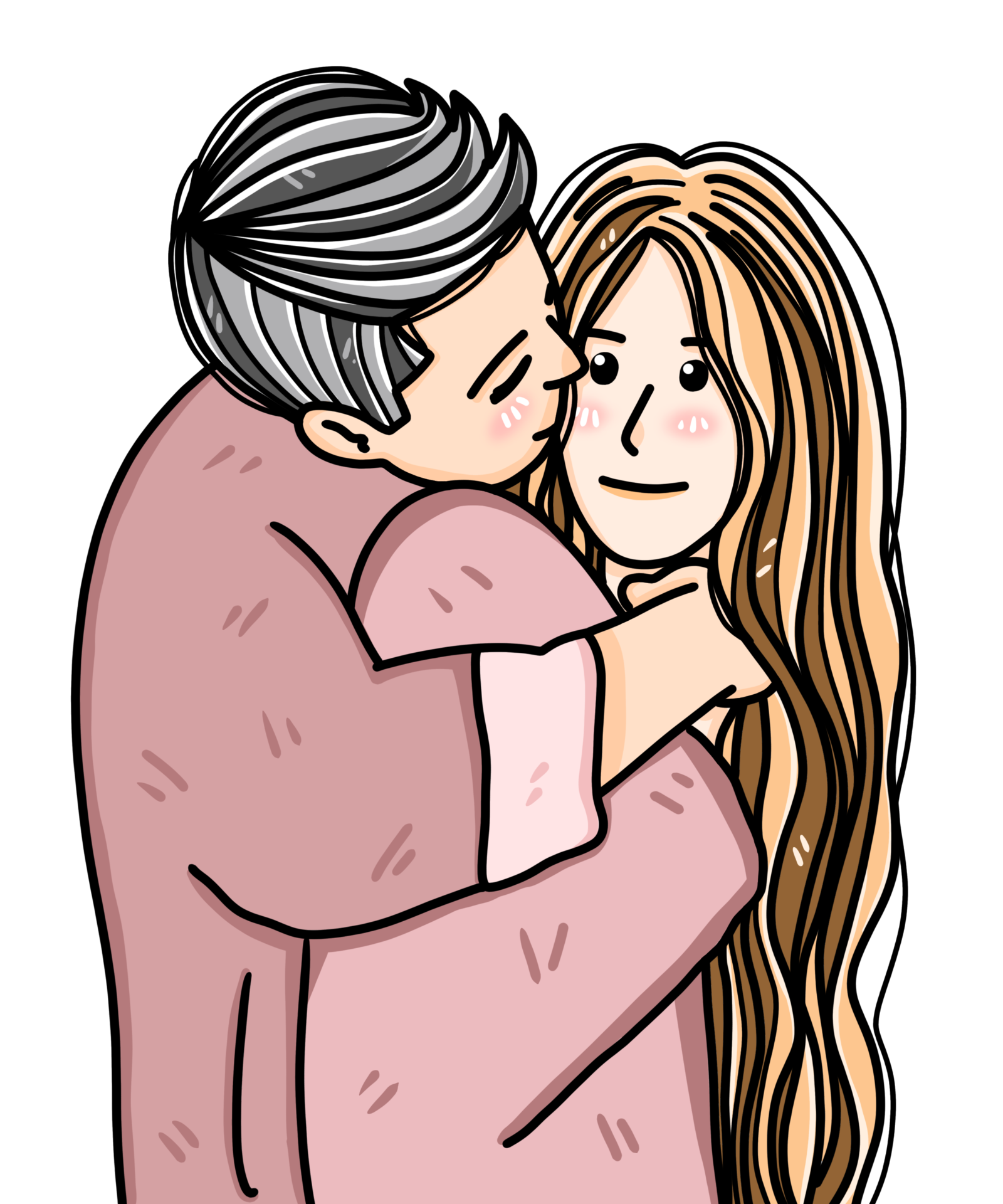Couple Doodle Cartoon In Minimal Style Drawing 20009409 Png