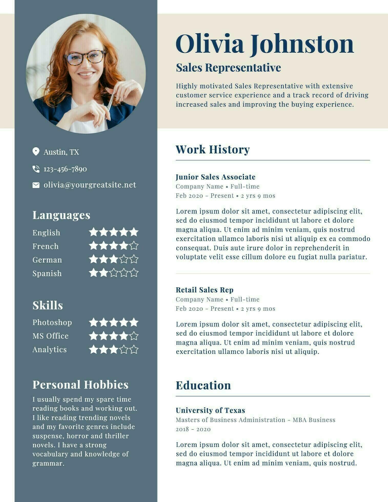 Sales Representative Resume Template 20010879 Template