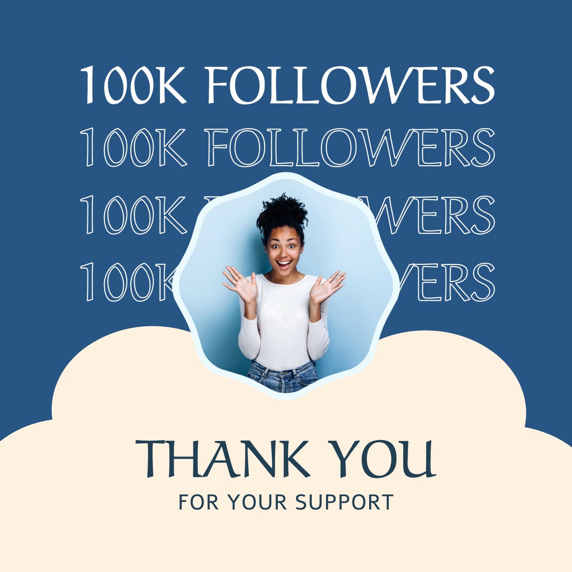 Blue Feminine Thank You Followers Instagram Post 20011940 Template