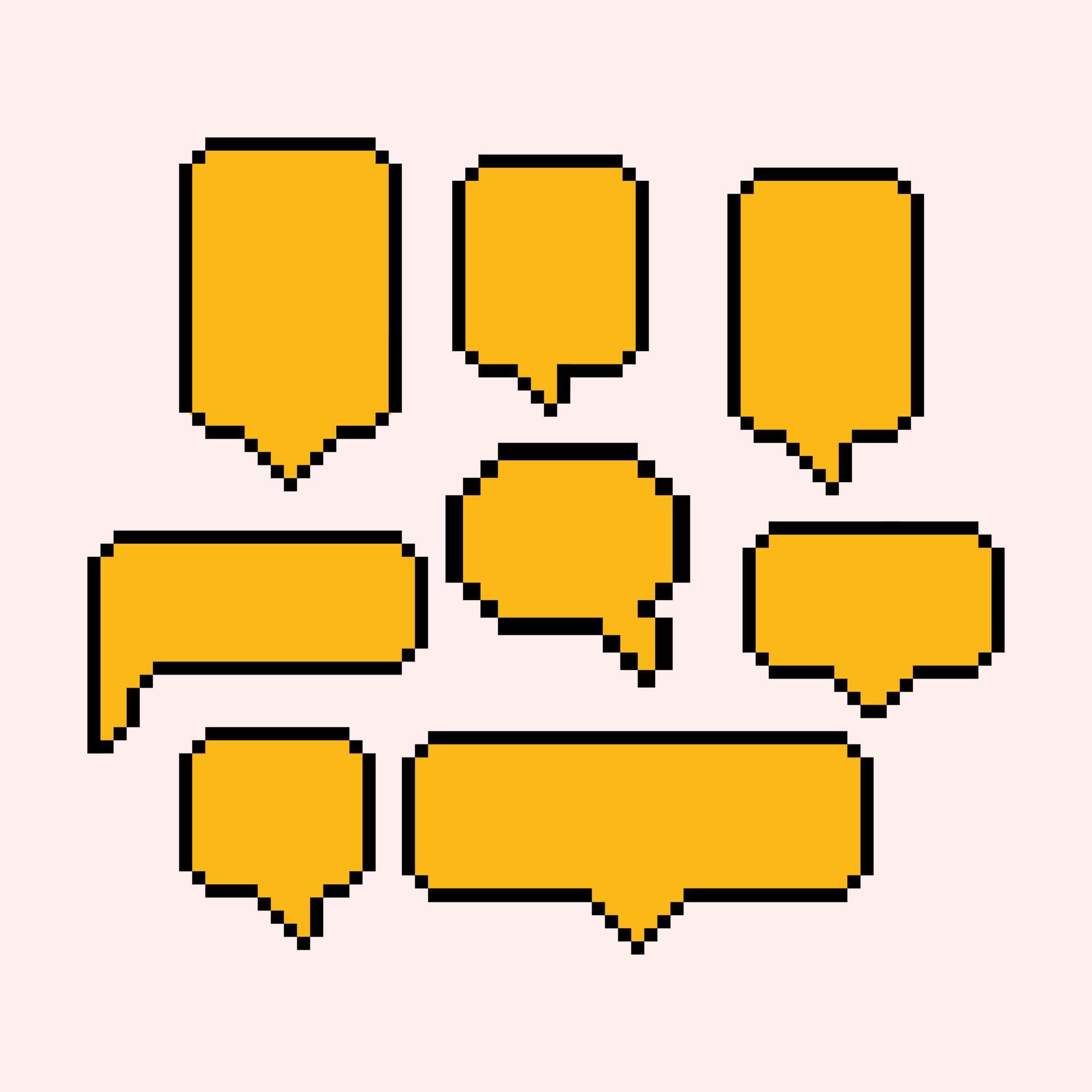 Set Of Yellow Dialog Box Pixel Art Style 20022344 Vector Art At Vecteezy