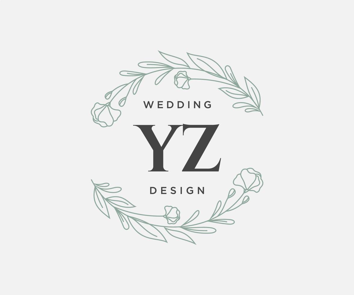 Yz Initials Letter Wedding Monogram Logos Collection Hand Drawn Modern Minimalistic And Floral