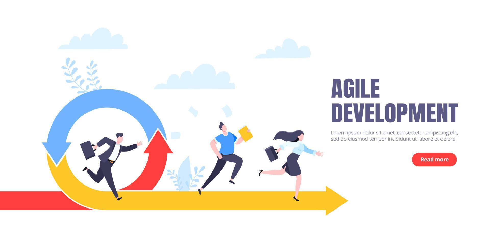 Agile development methodology business concept flat style design vector ...