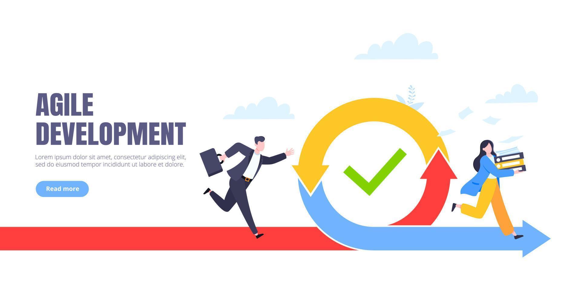 Agile Development Methodology Business Concept Flat Style Design Vector