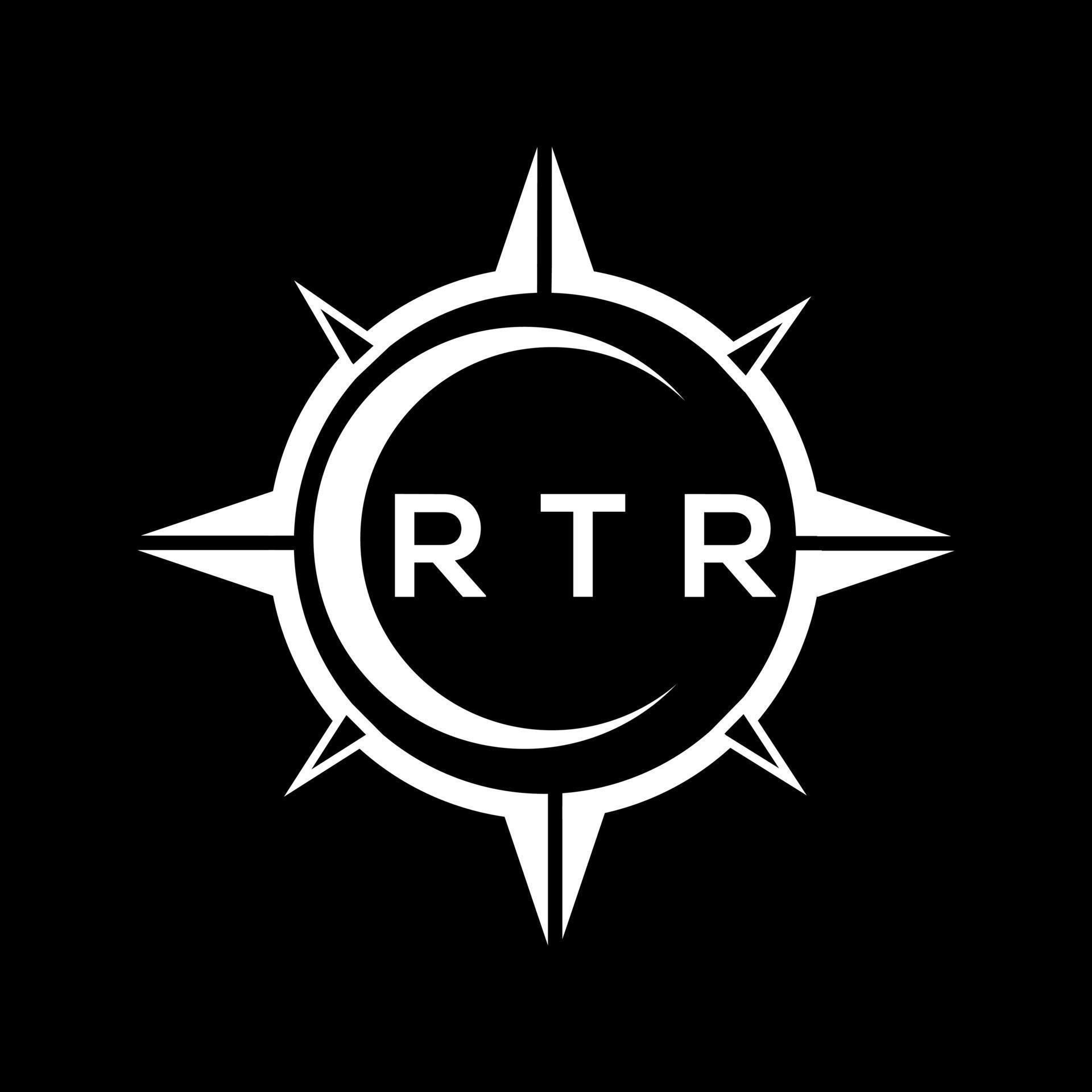 RTR abstract technology circle setting logo design on black background. RTR creative initials ...