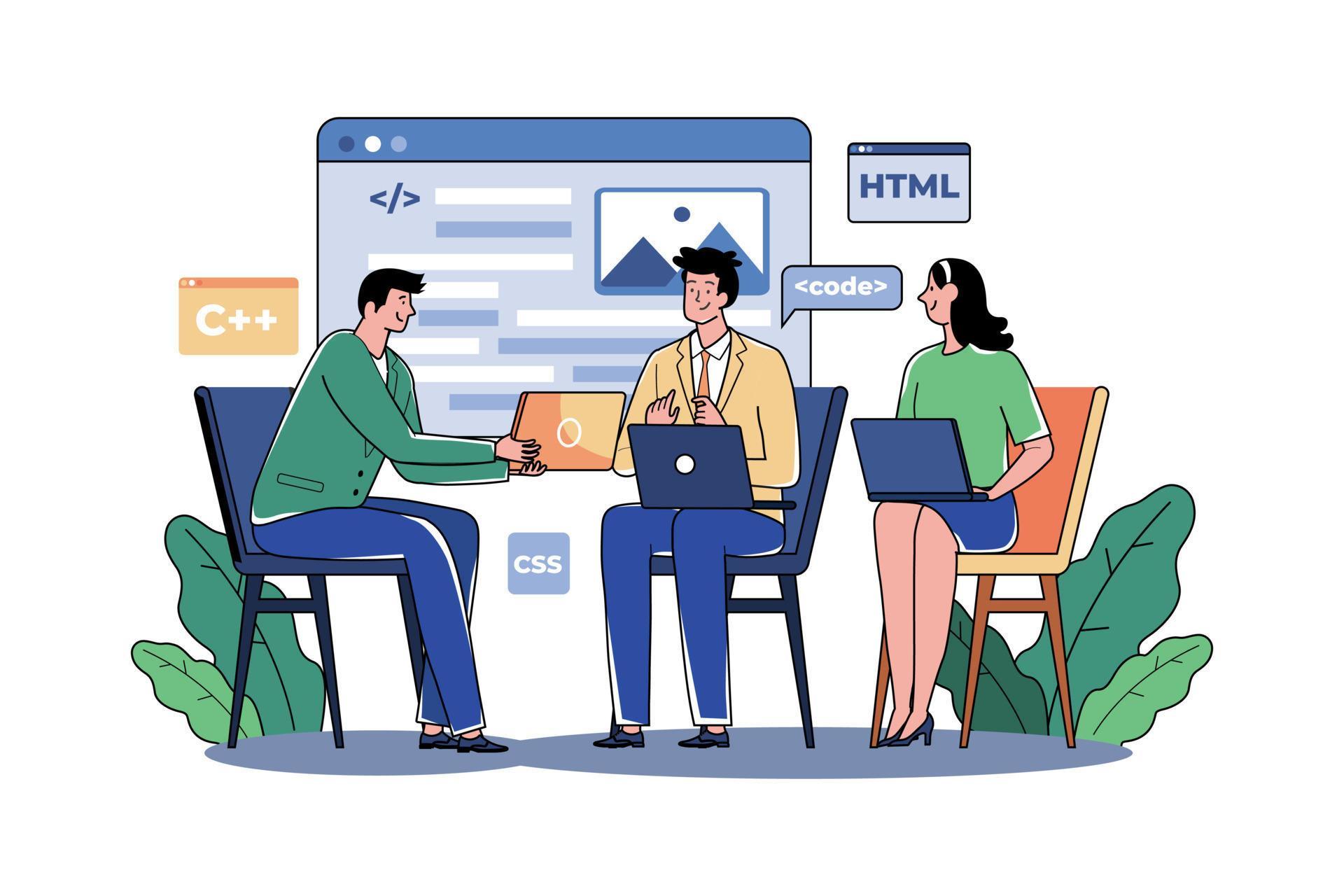 Team Writes Code Programming For App Or Website 20033767 Vector Art At Vecteezy