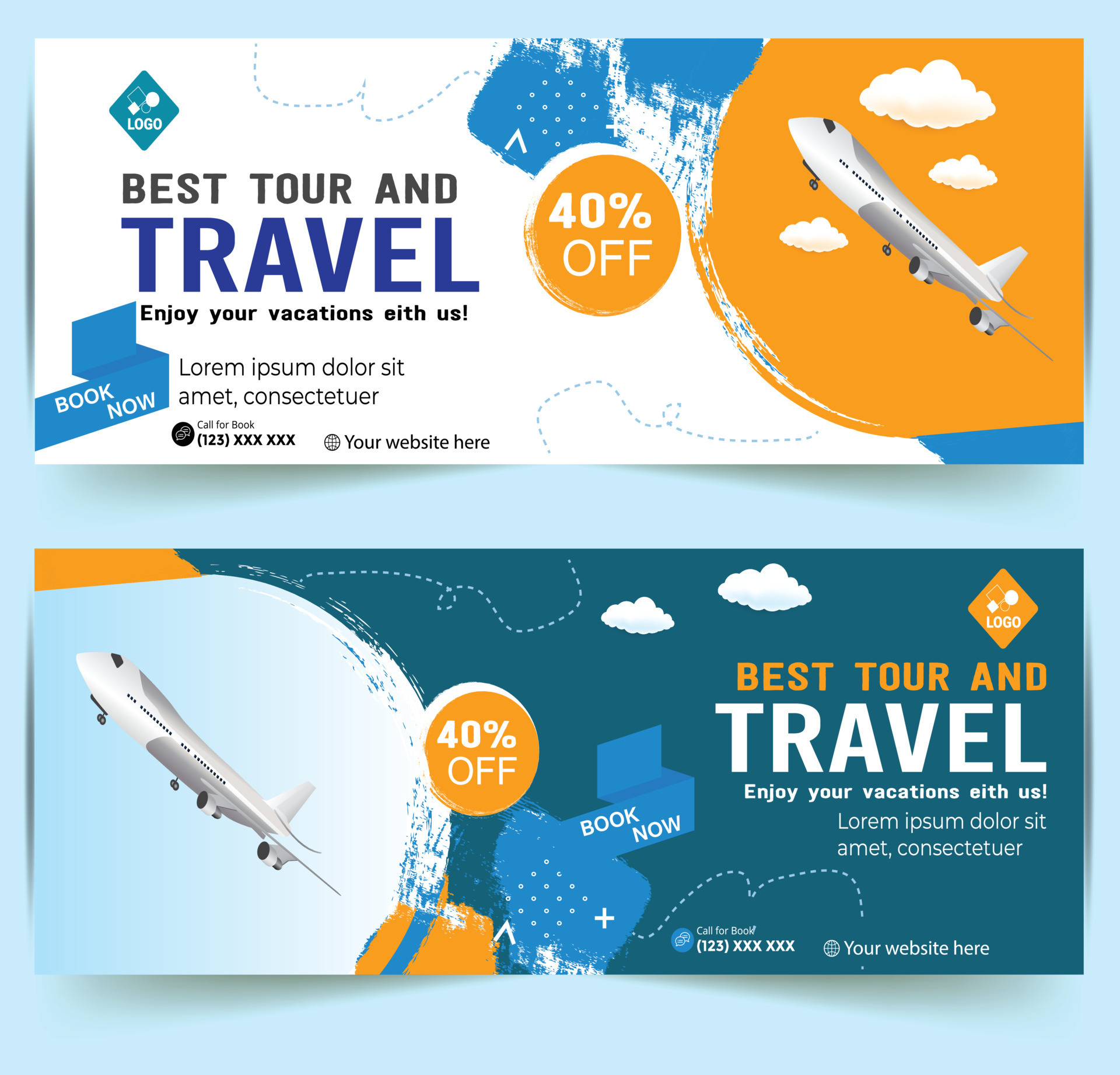 Modern World Tours Banner Design Company Holiday Adventure Template