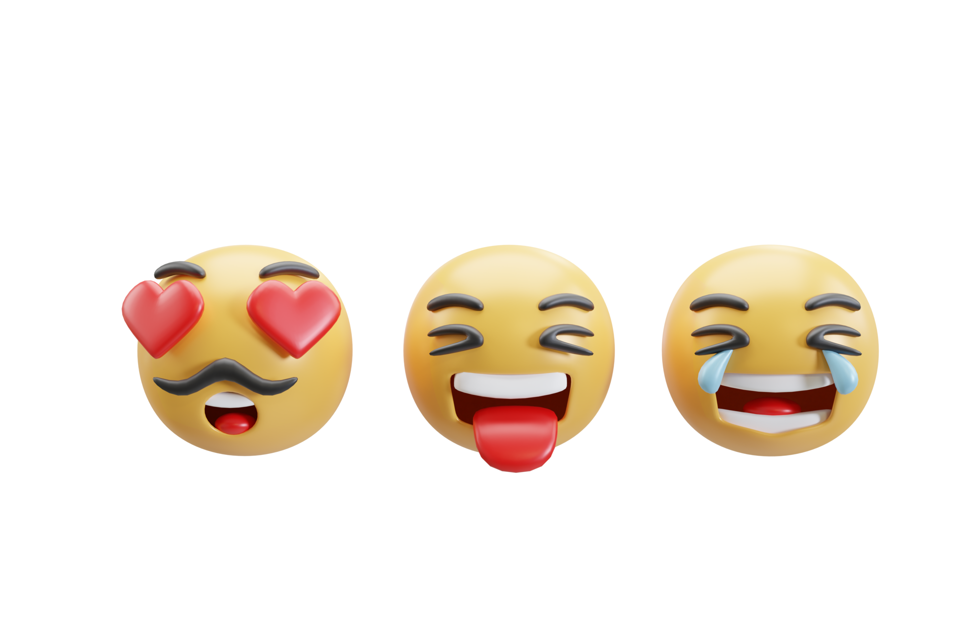 3d emoji e emoticon facce. emoji o emoticon con pianto, divertente, e ridendo isolato . 3d ...