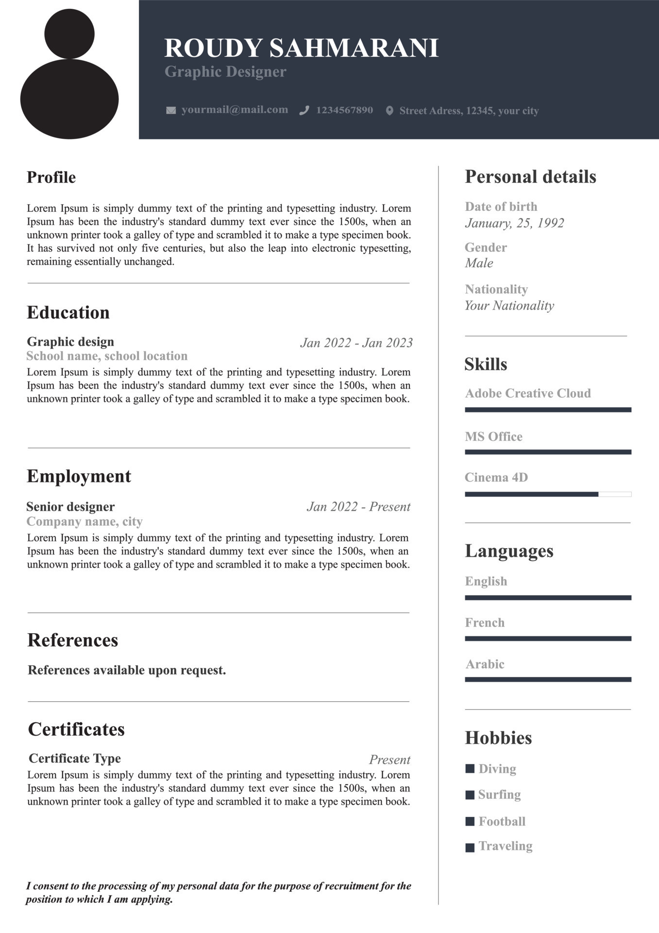 Resume Template Professional Design 20039087 Vector Art at Vecteezy