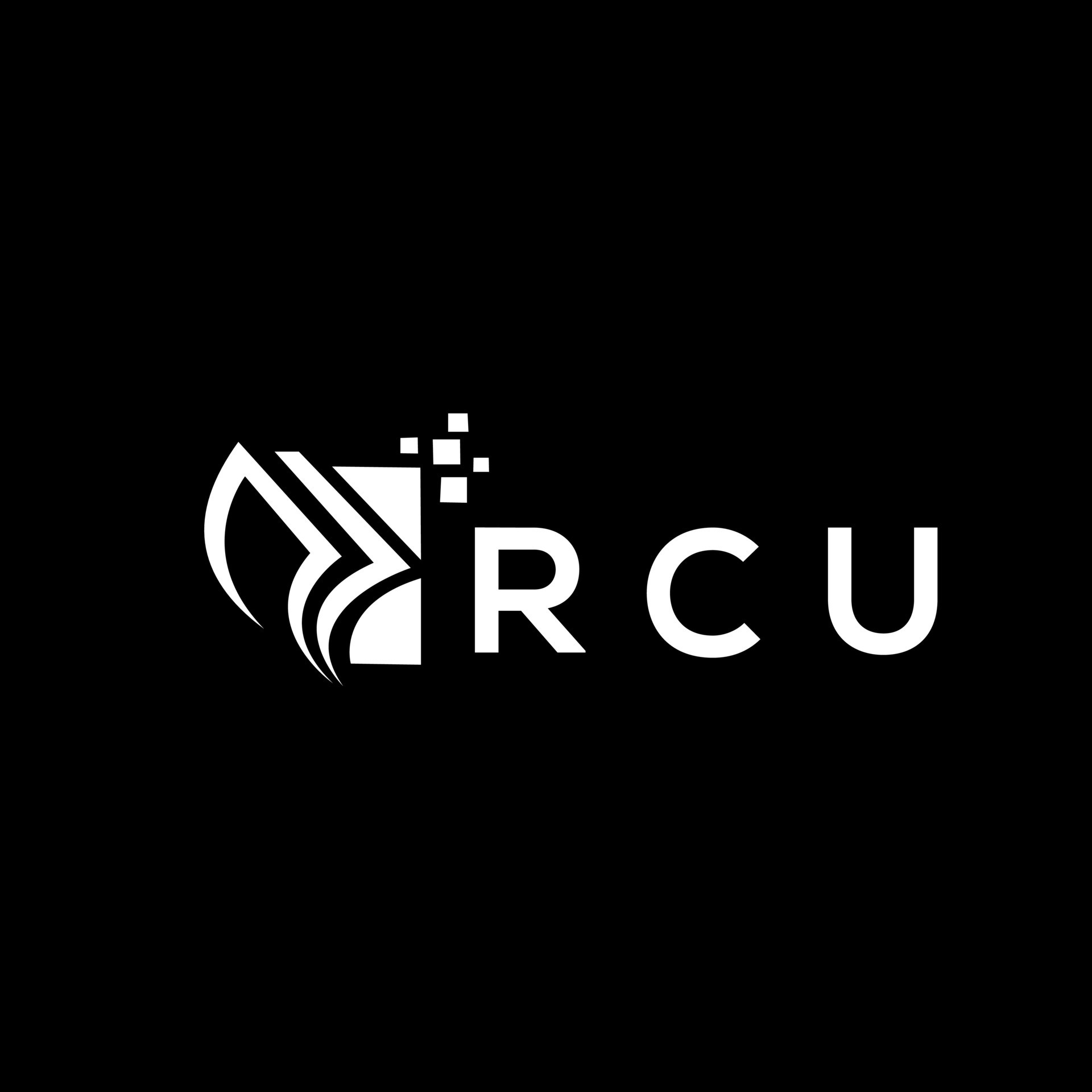 RCU credit repair accounting logo design on BLACK background. RCU creative initials Growth graph ...