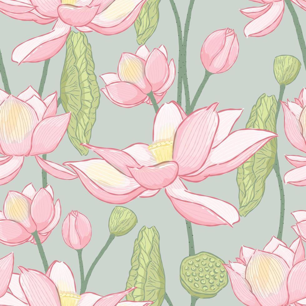 Vector hand drawn lotus flower seamless pattern 20042917 Vector Art at ... Vector hand drawn lotus flower seamless pattern 20042917 Vector Art at ...