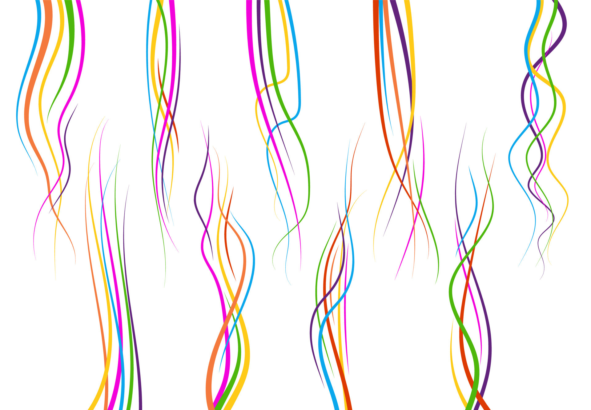 Set Of Abstract Color Curved Lines Wave Design Element Vector