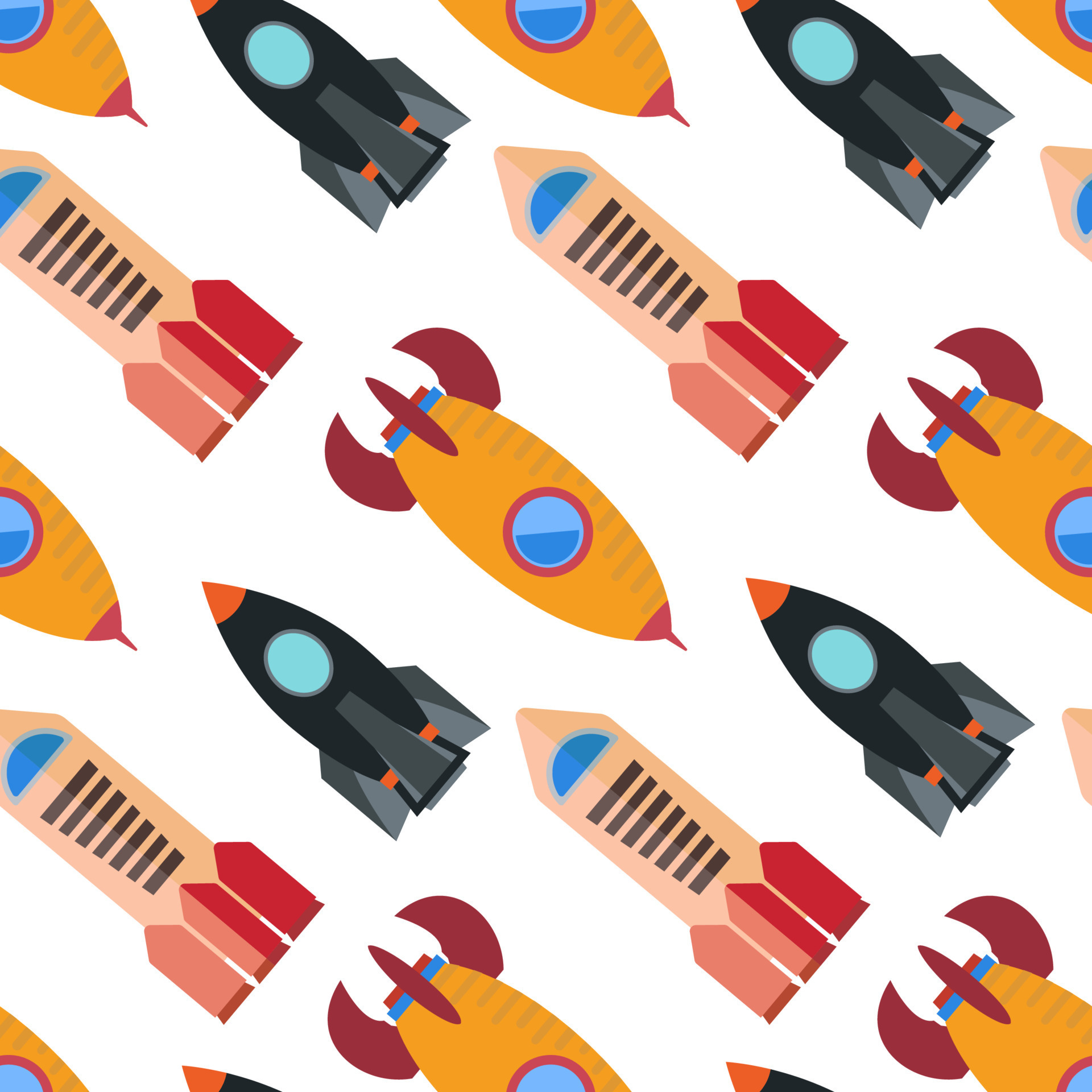 Seamless Pattern With Space Rocket Vector Illustration 20043235