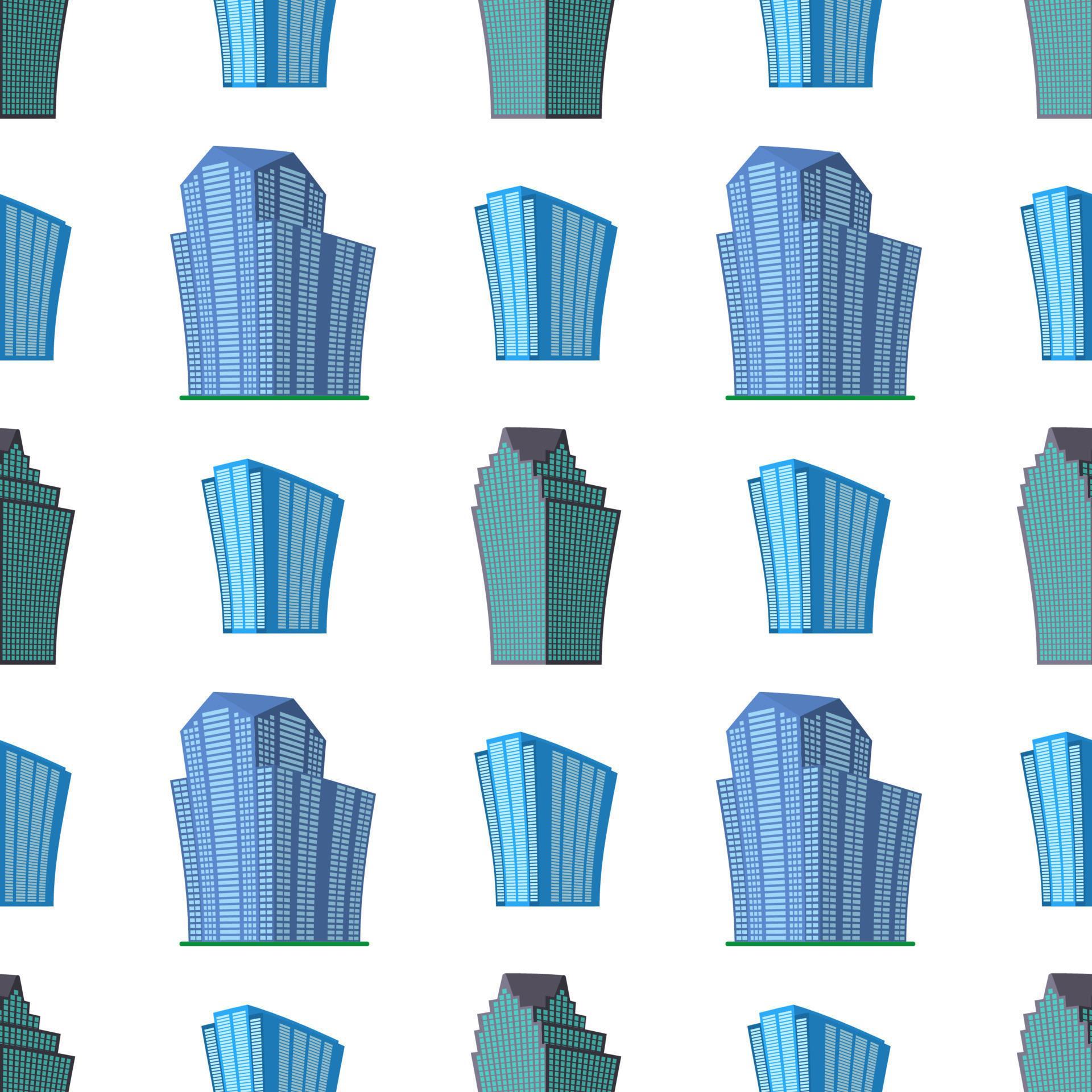 Seamless Pattern with modern isometric building on a white background ...