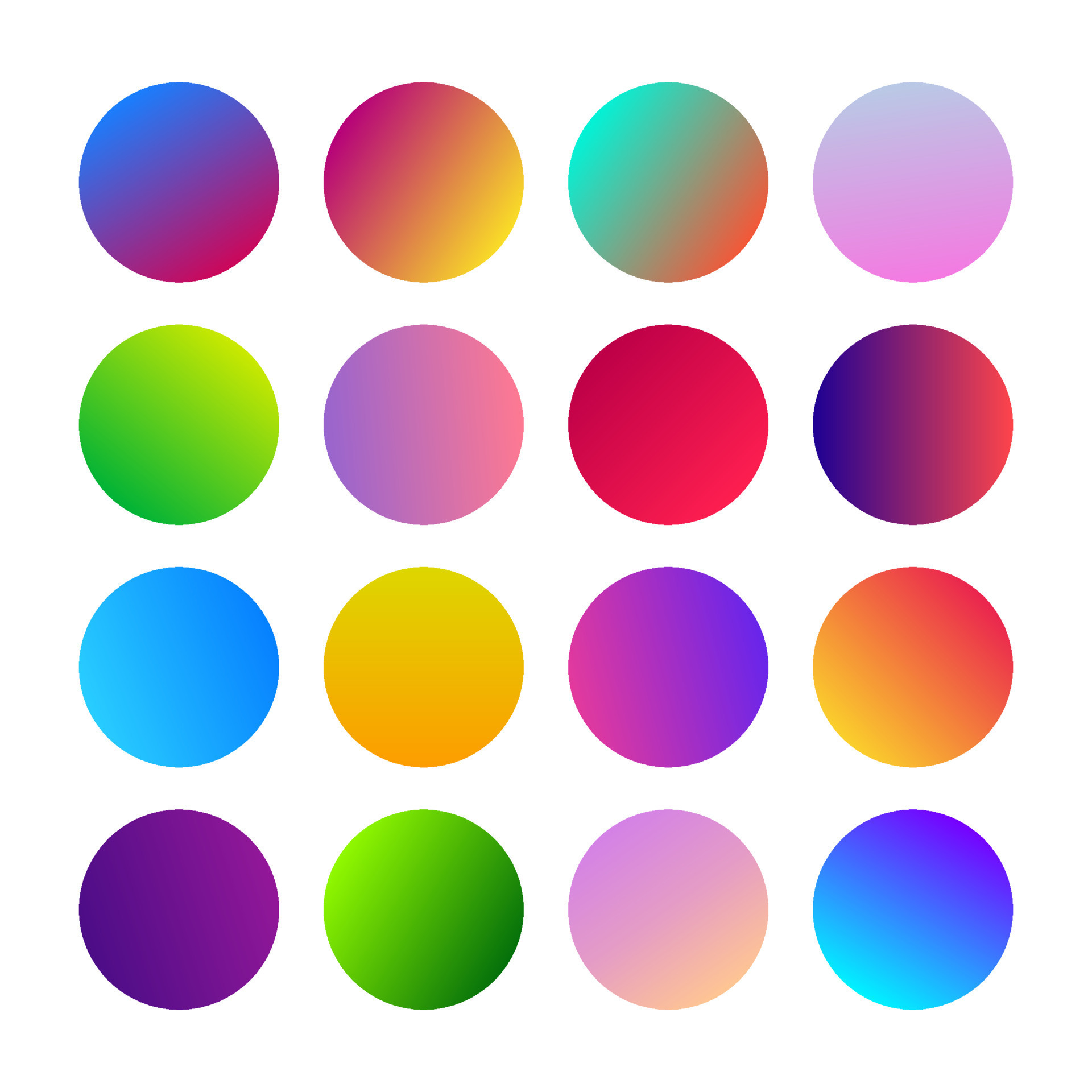 Round Gradients spheres. Set of sixteen trendy multicolored Gradients ...