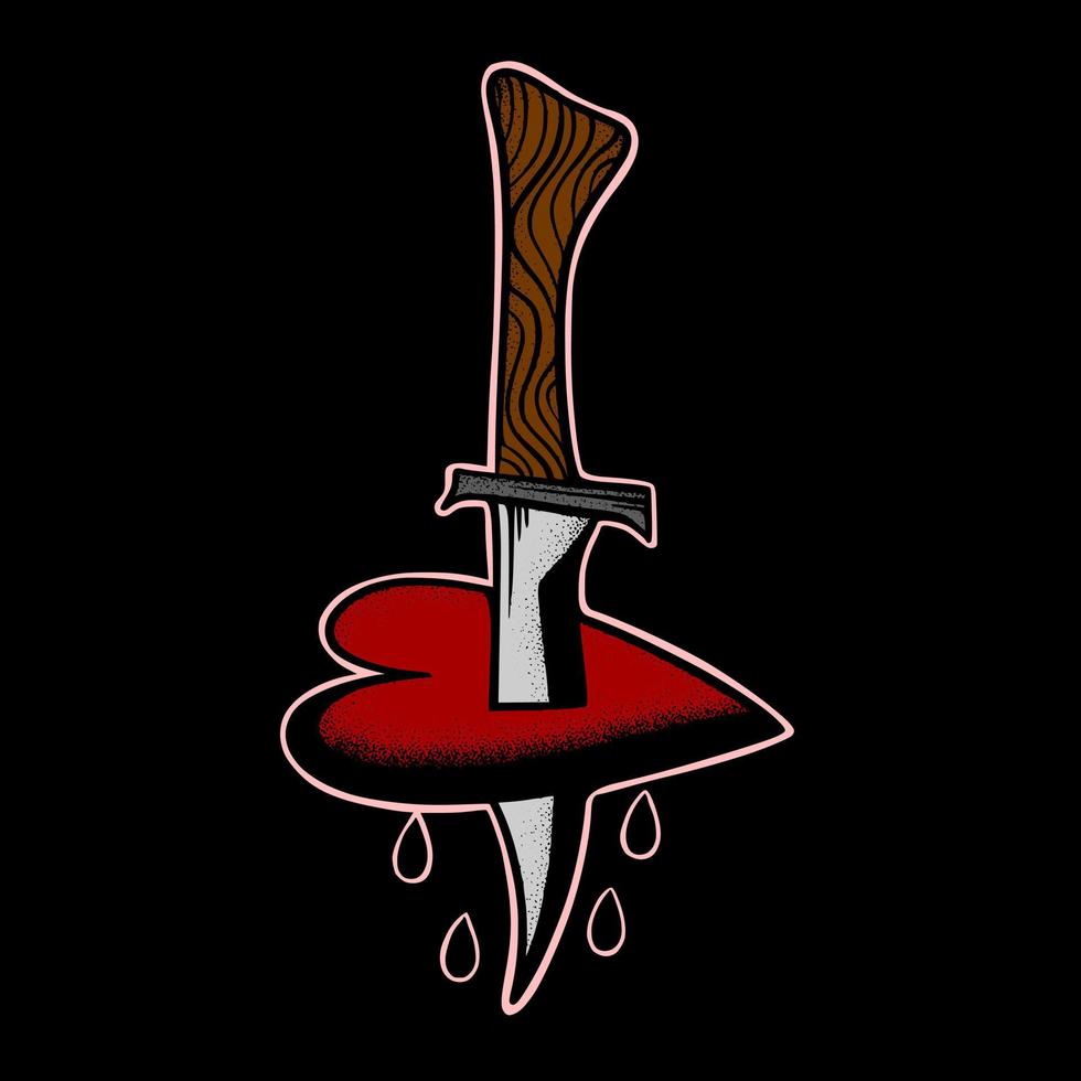 Love Knife Art Illustration Hand Drawn Style Premium Vector For Tattoo Sticker Logo Etc