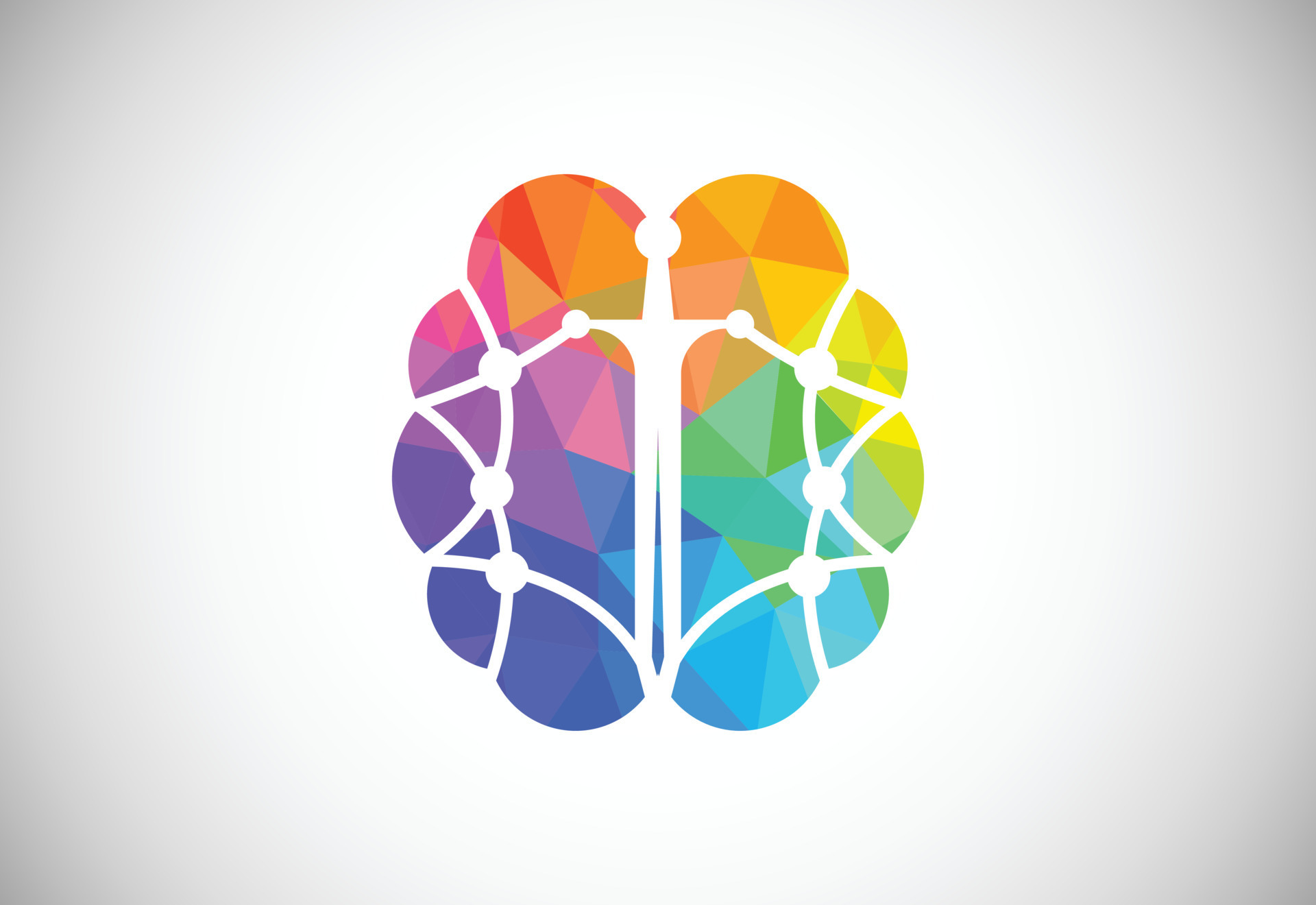 Modern low poly style brain logo design, Geometric and triangle brain ...