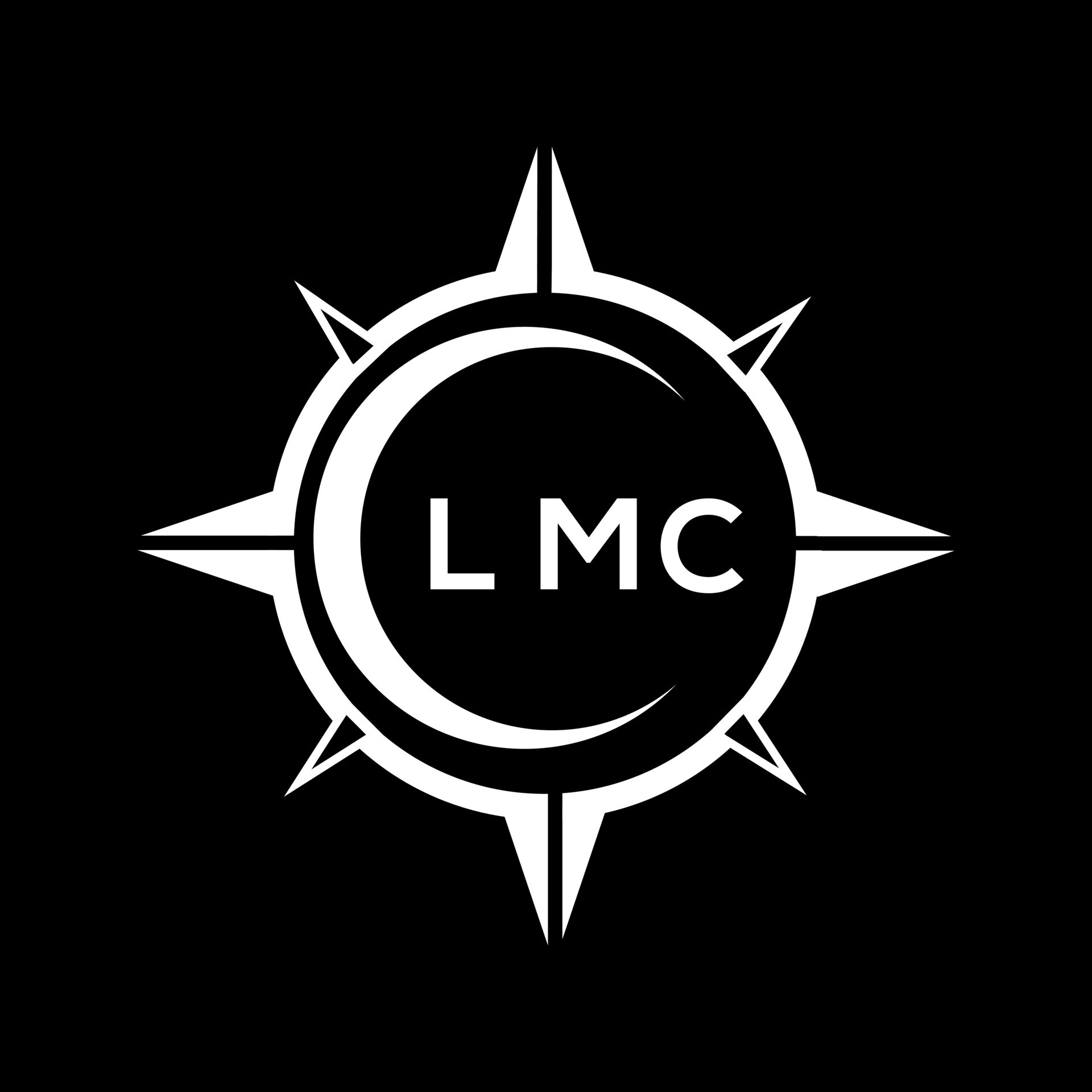 LMC abstract monogram shield logo design on black background. LMC creative initials letter logo ...