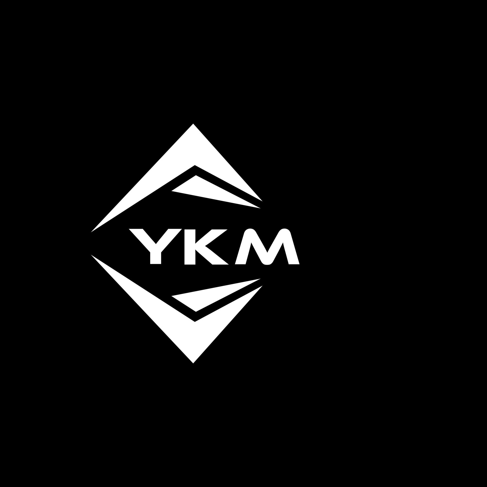 YKM abstract monogram shield logo design on black background. YKM creative initials letter logo ...