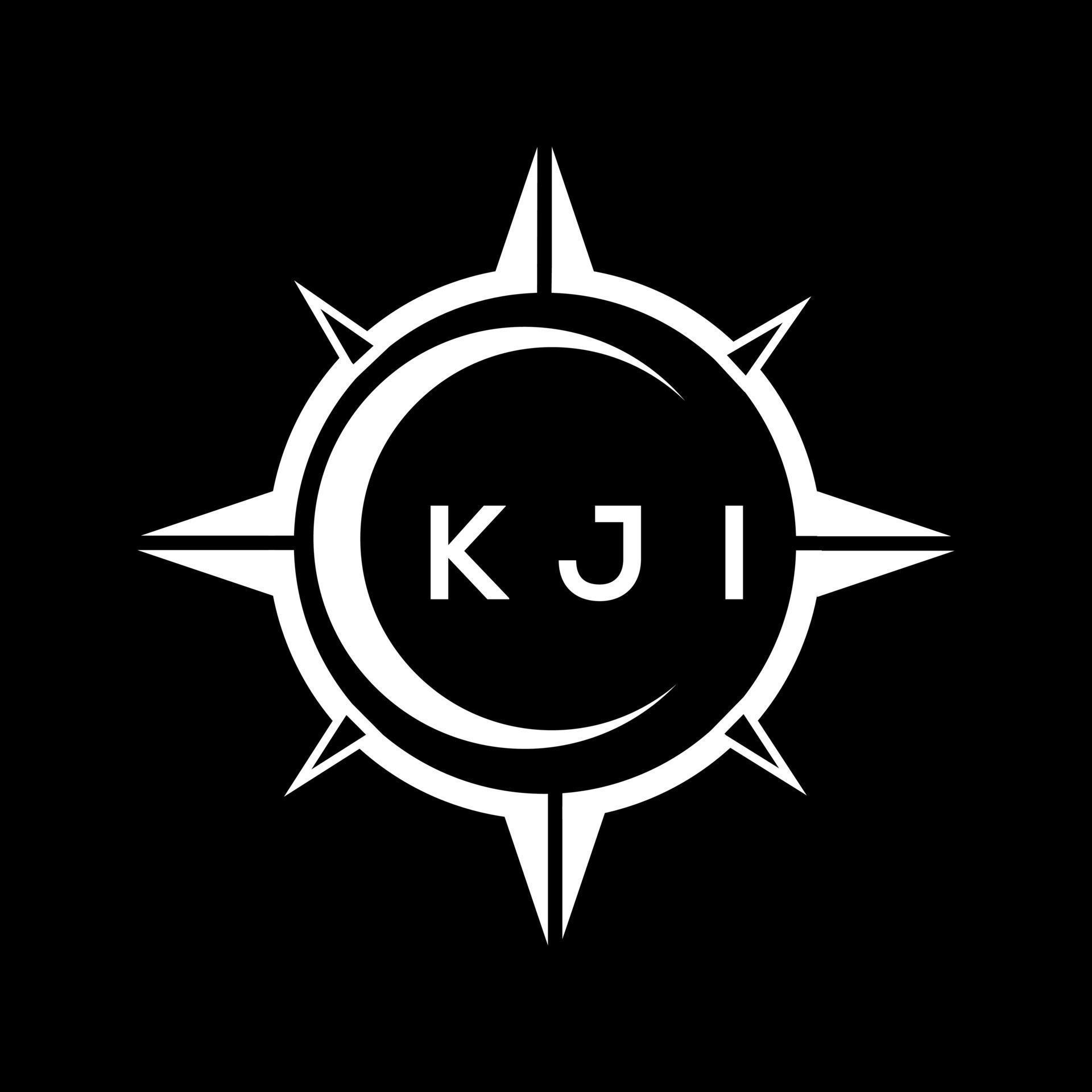 KJI abstract technology circle setting logo design on black background. KJI creative initials ...