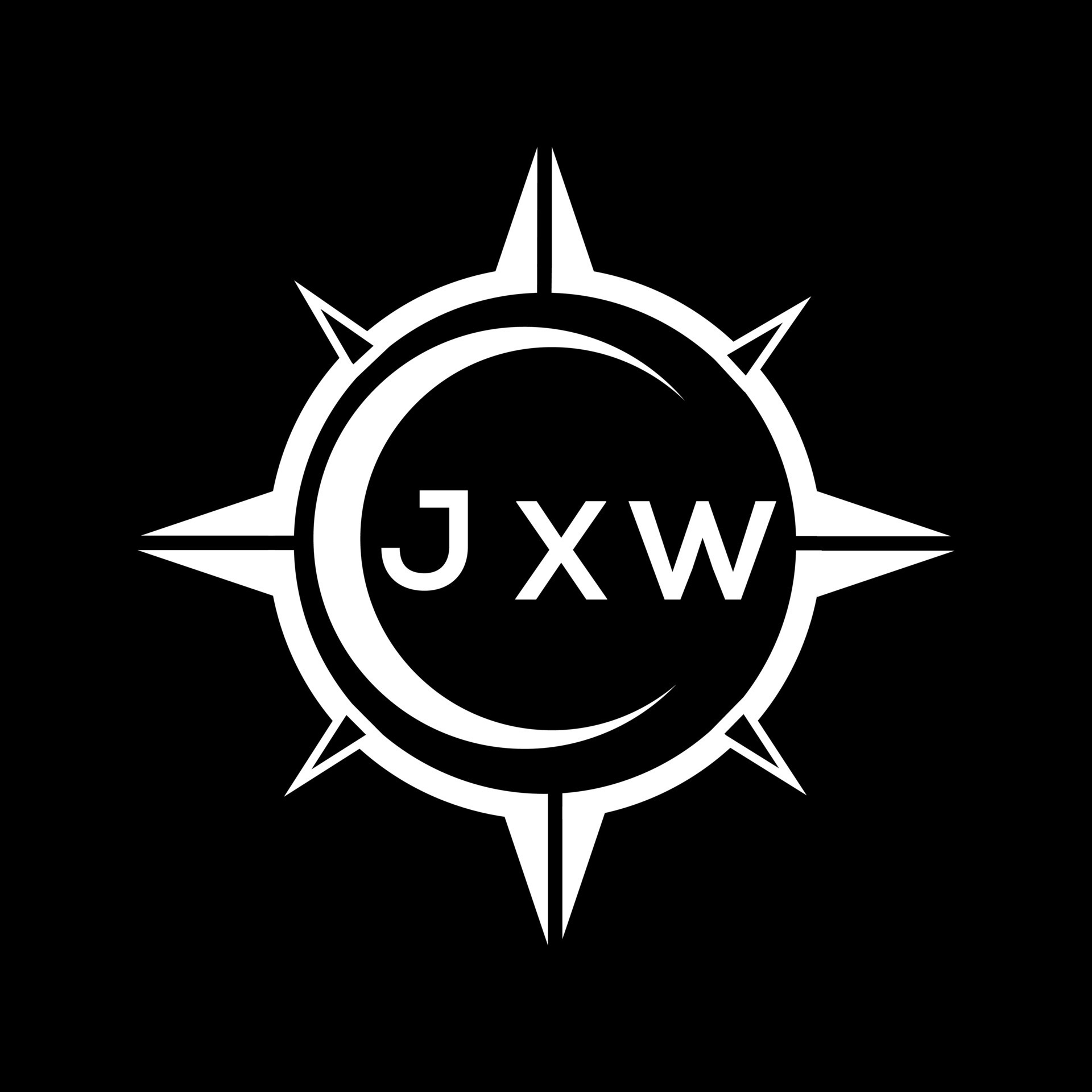 JXW abstract technology circle setting logo design on black background. JXW creative initials ...
