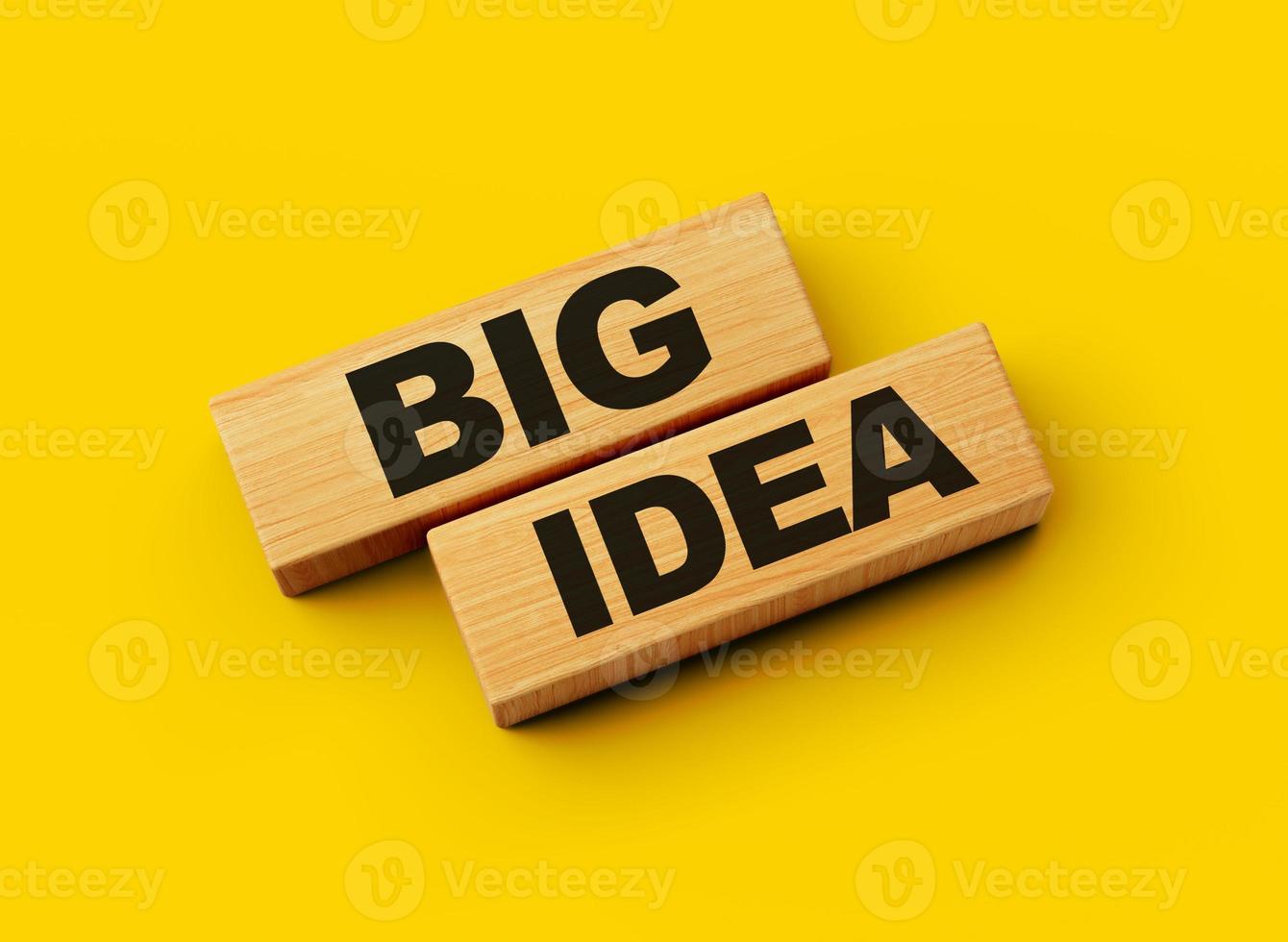 Wooden Blocks Big Idea Word Isolated Background 3d Illustration