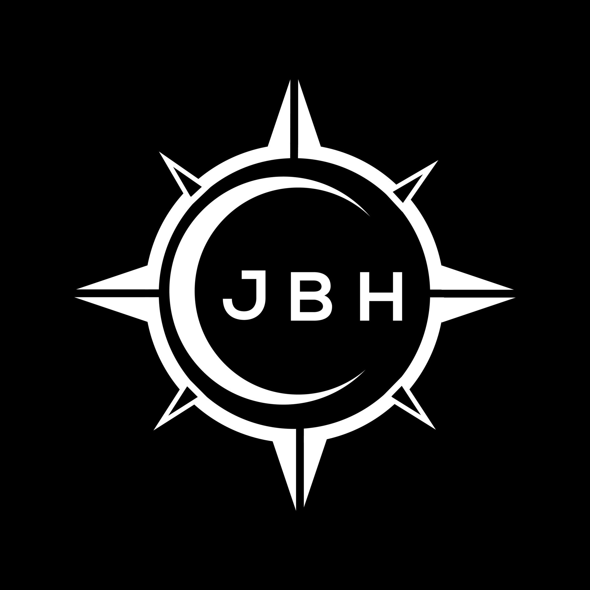JBH abstract technology circle setting logo design on black background. JBH creative initials ...