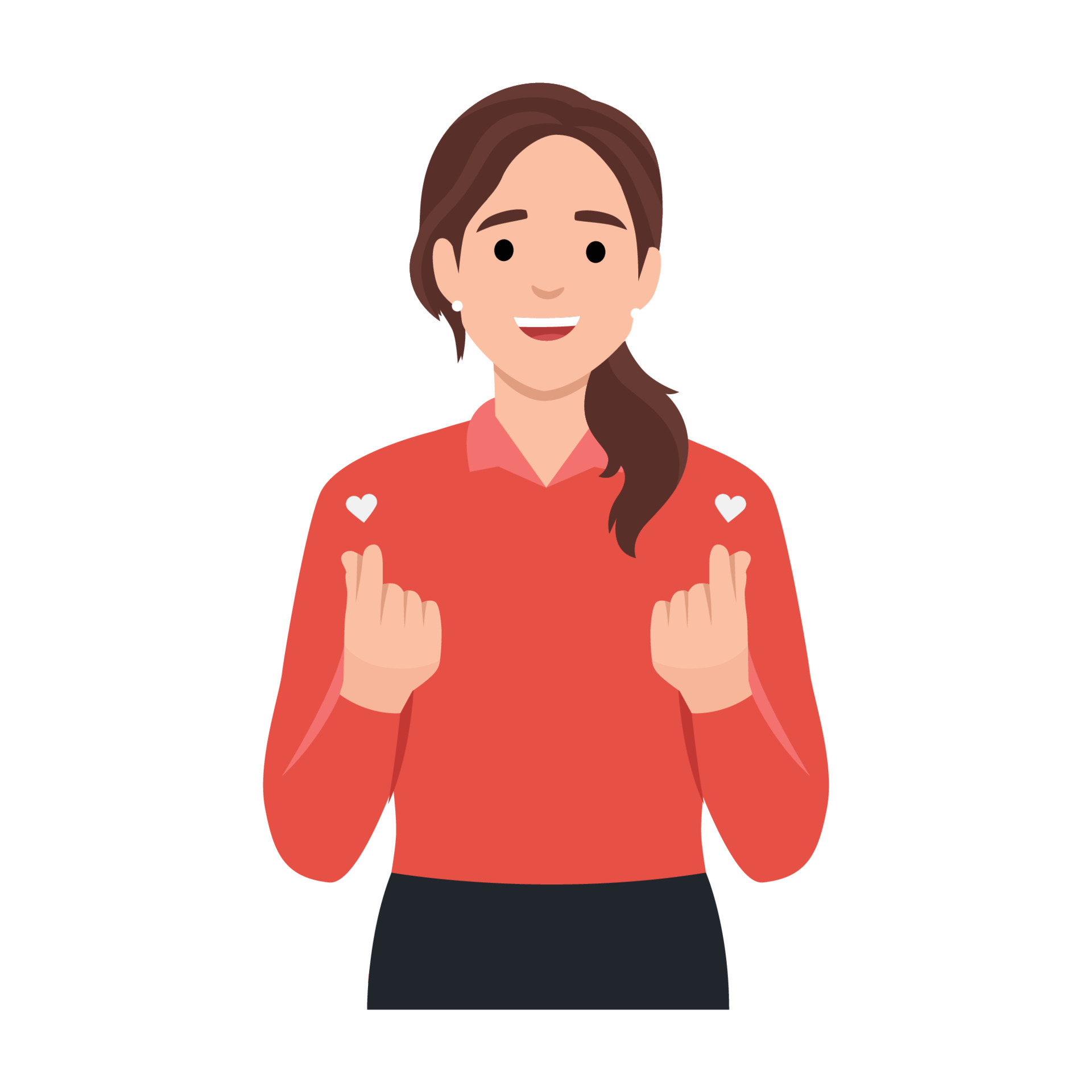 Young Woman With Korean Love Sign Finger Heart Gesture Love Concept