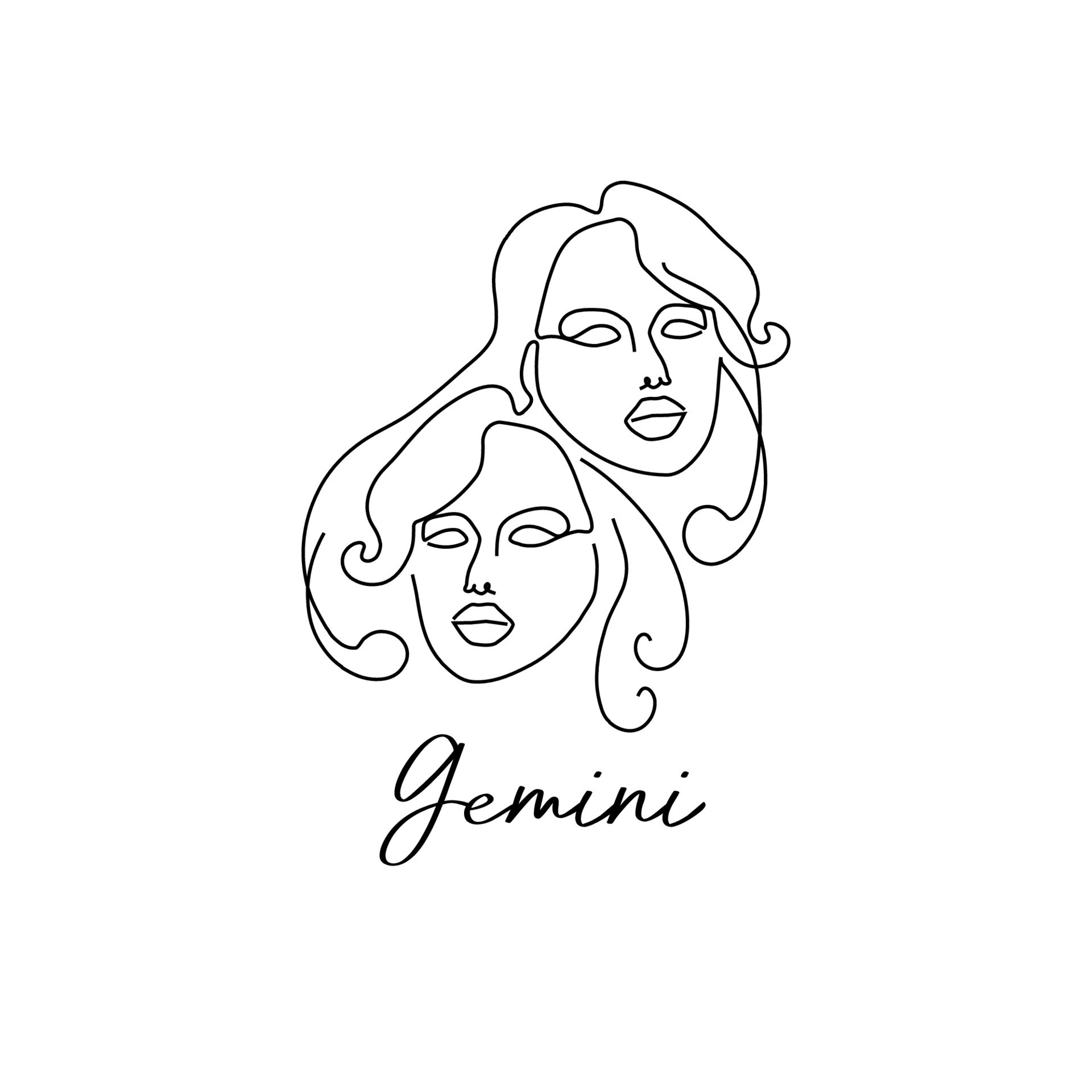 Astrology Zodiac Sign Gemini Horoscope Symbol In Line Art Style Isolated On White Background