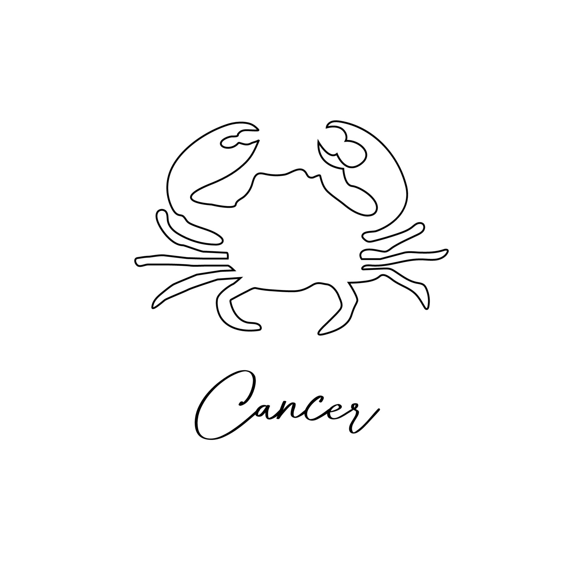 Astrology Zodiac Sign Cancer Horoscope Symbol In Line Art Style