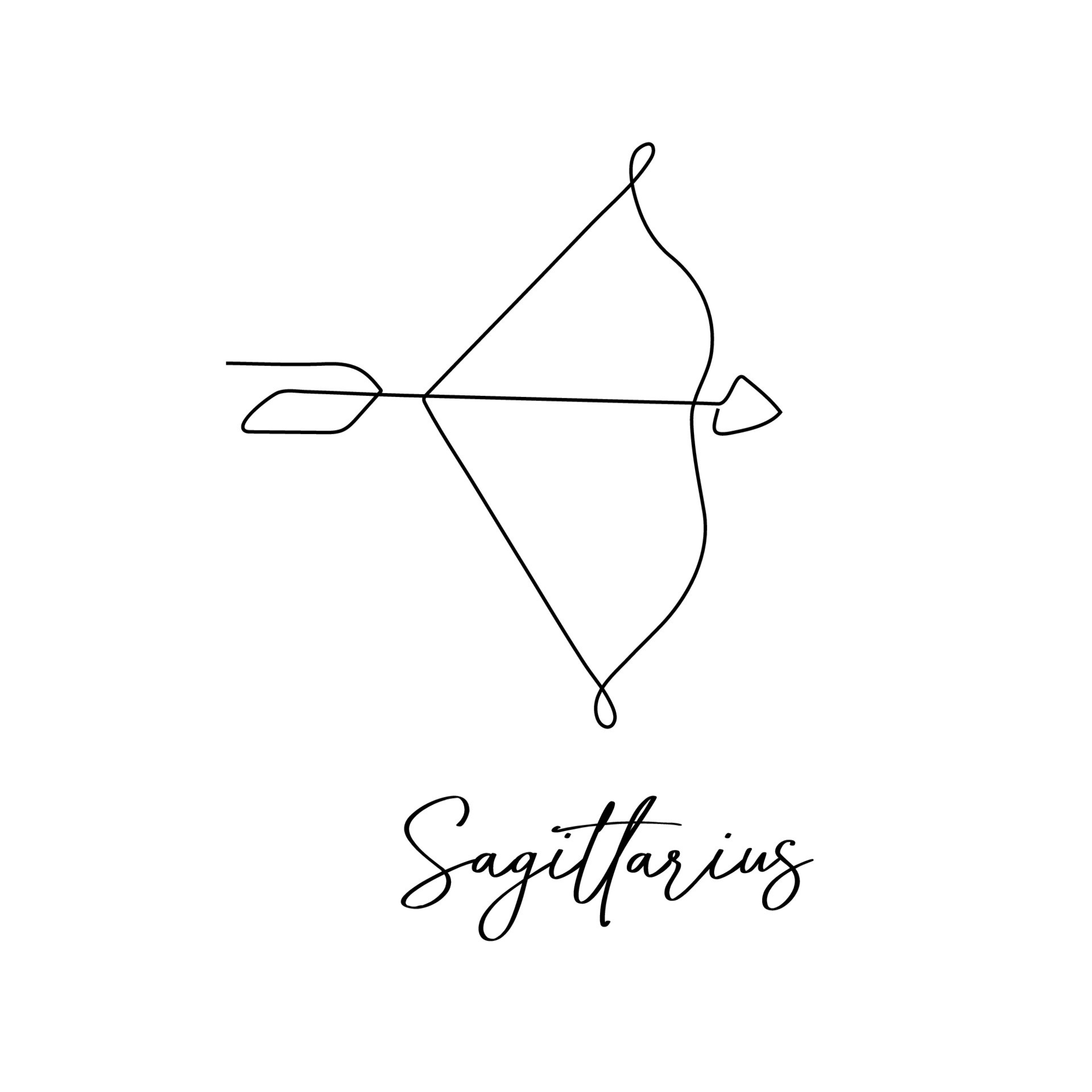 Astrology Zodiac Sign Sagittarius Horoscope Symbol In Line Art Style Isolated On White
